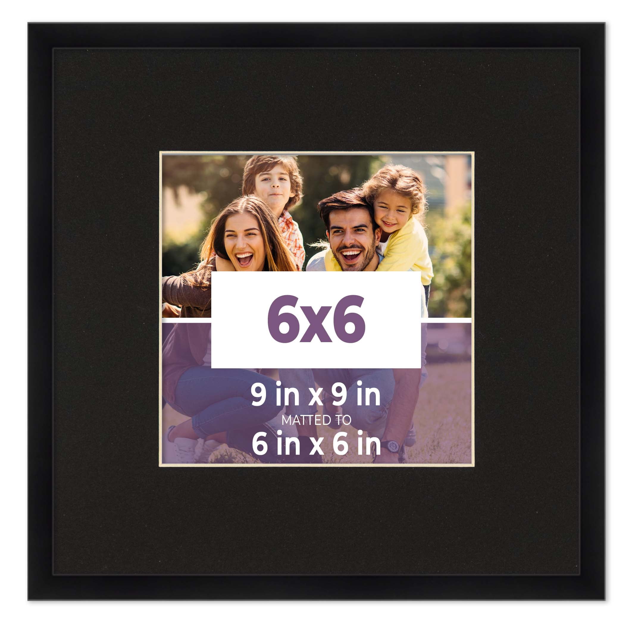 6x6 Frame Black With Black Picture Mat For 6x6 Photo - Black 9x9 Frame ...