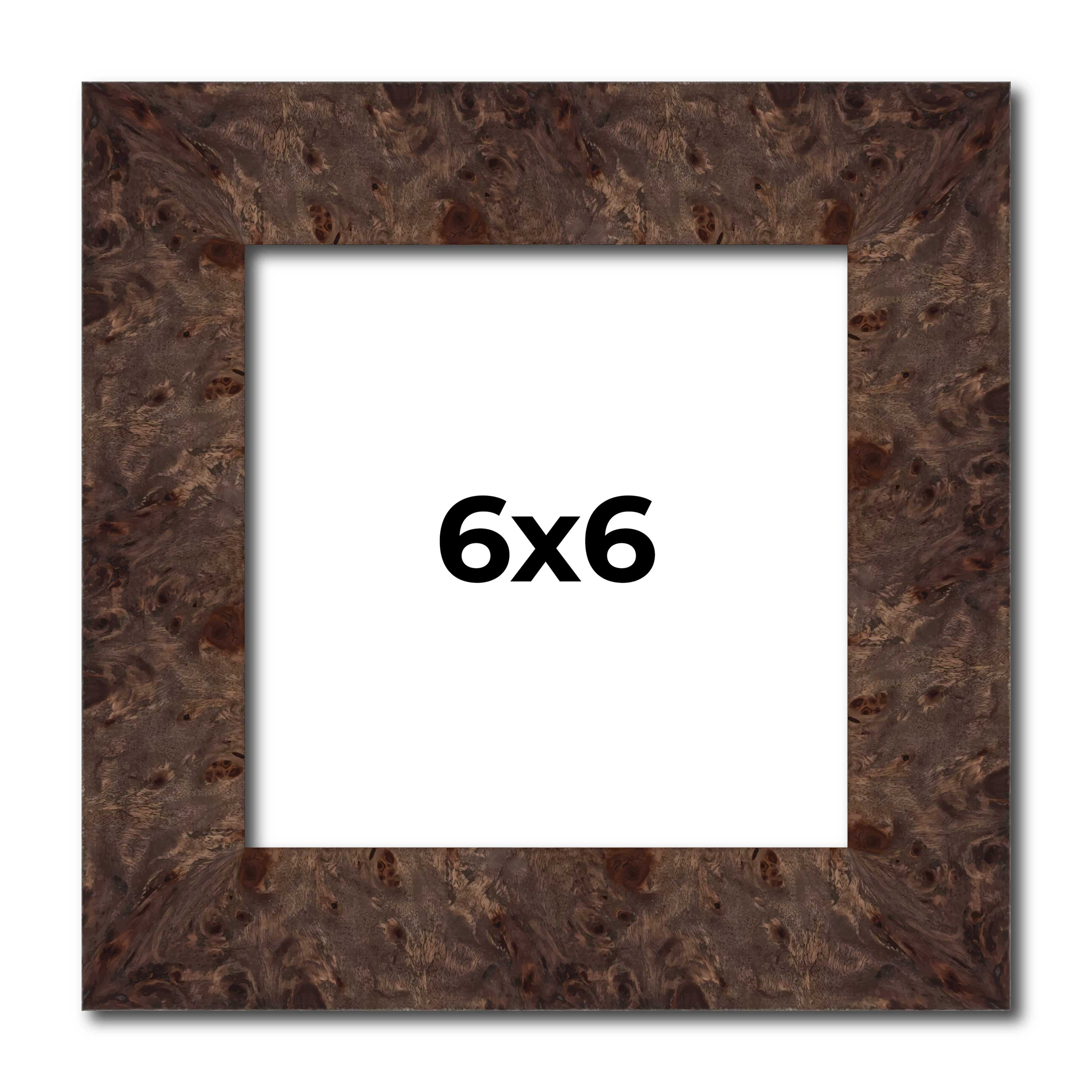6x6 Frame Brown Burl Real Wood Picture Frame Width 1.625 Inches ...