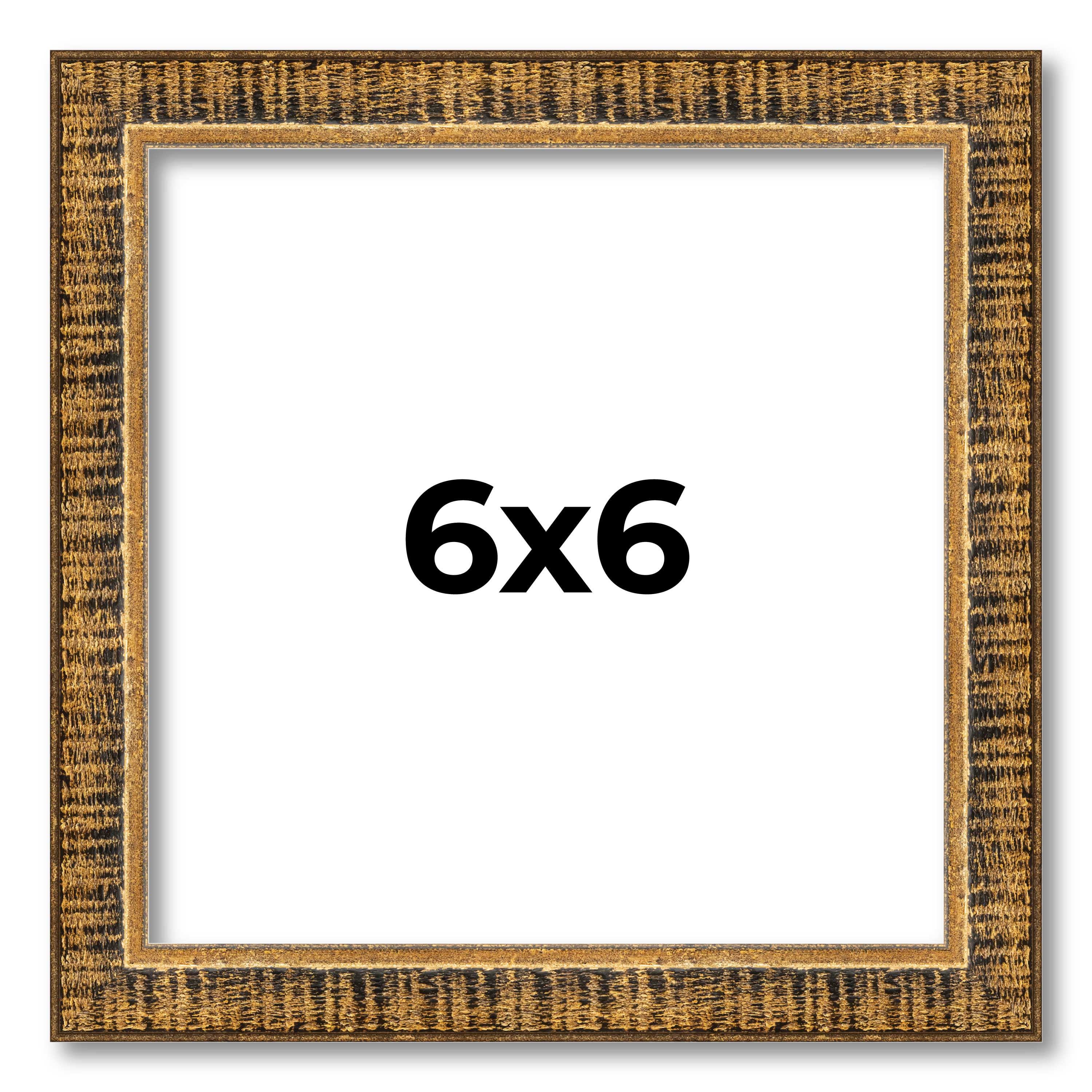 6x6 Frame Gold Solid Wood Picture Frame Includes UV Acrylic Plexiglass ...