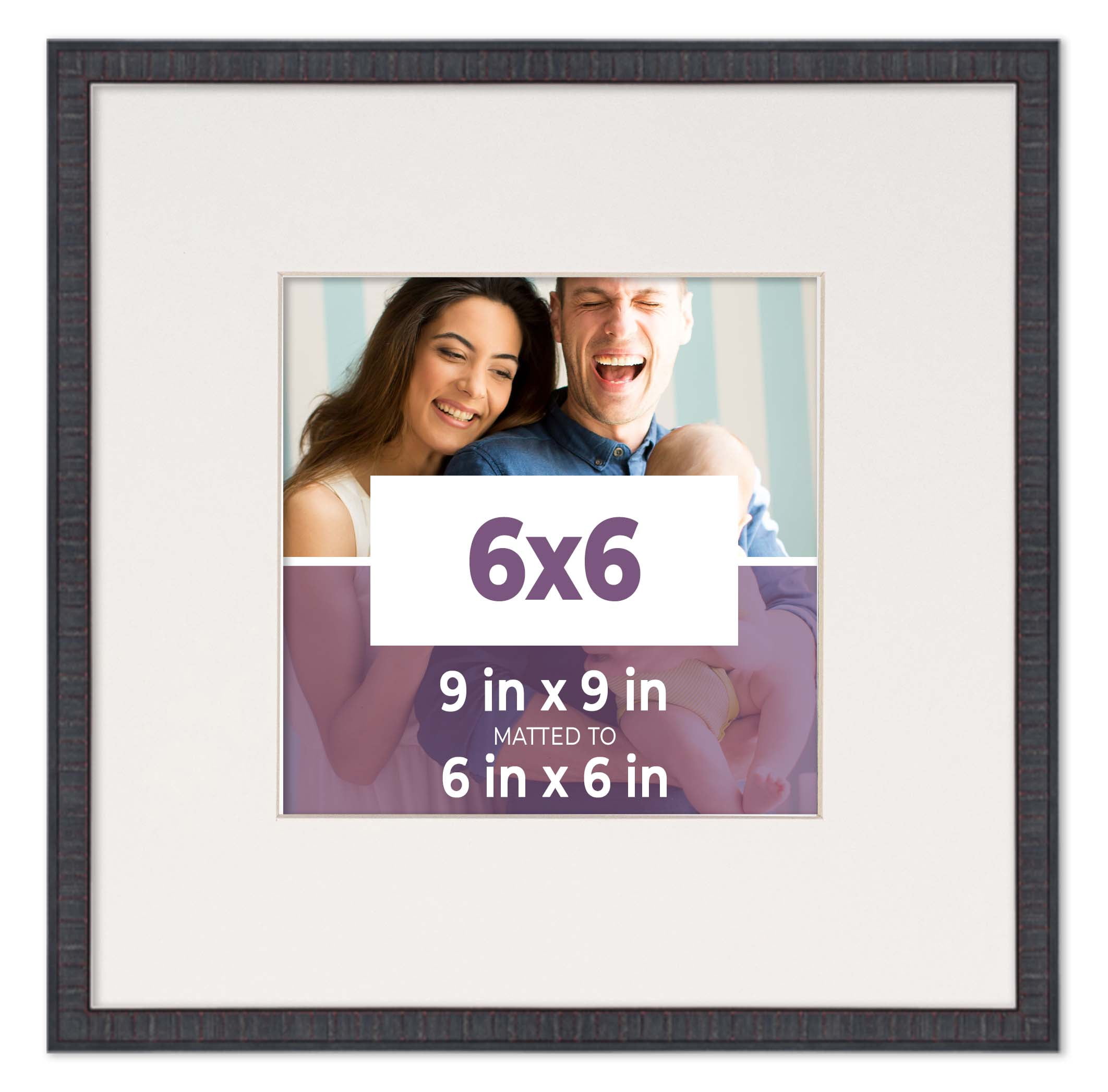 6x6 Frame Mahogany With White Picture Mat For 6x6 Photo - Mahogany 9x9 ...