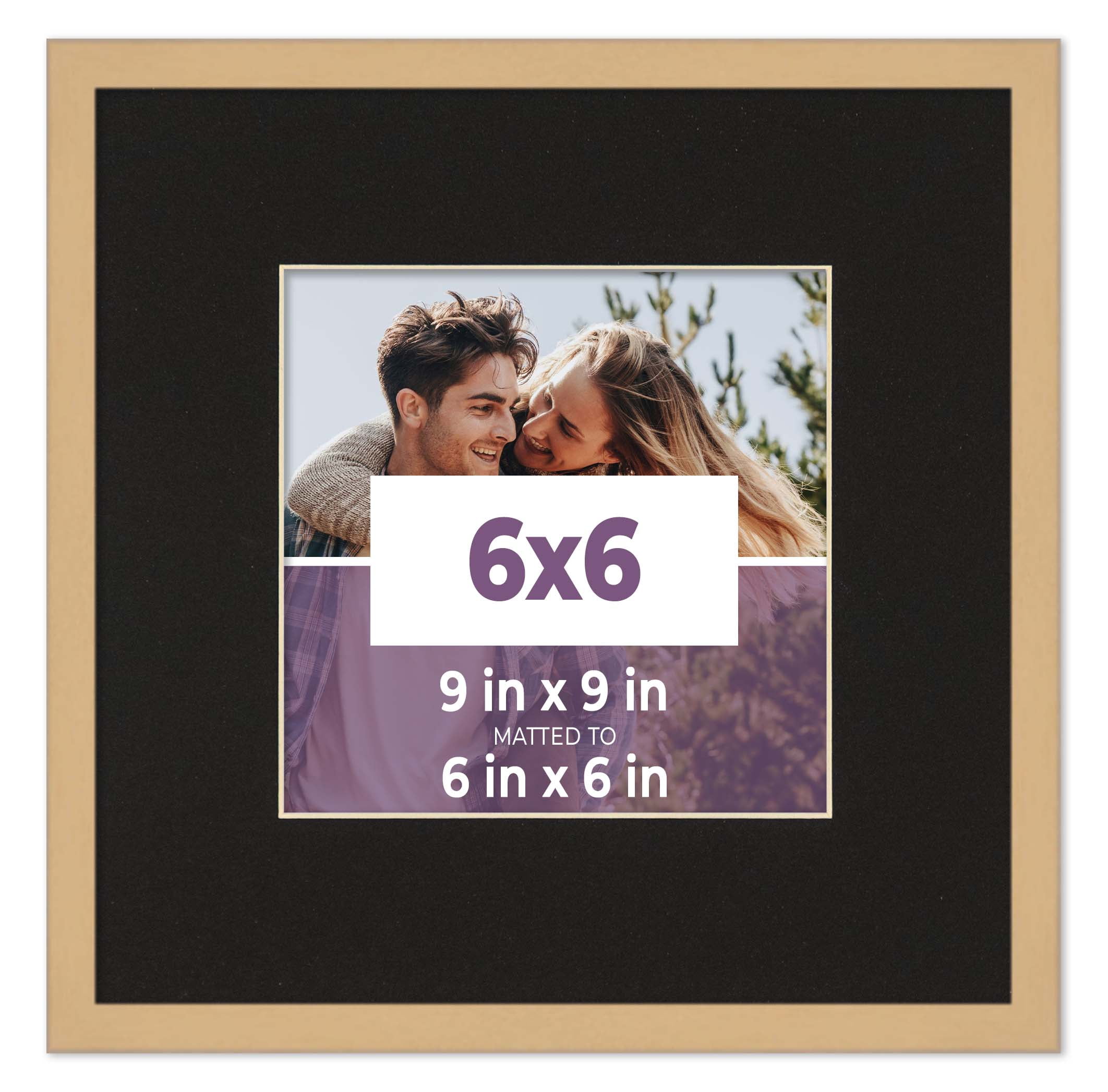 6x6 Frame Natural With Black Picture Mat For 6x6 Photo - Natural 9x9 ...