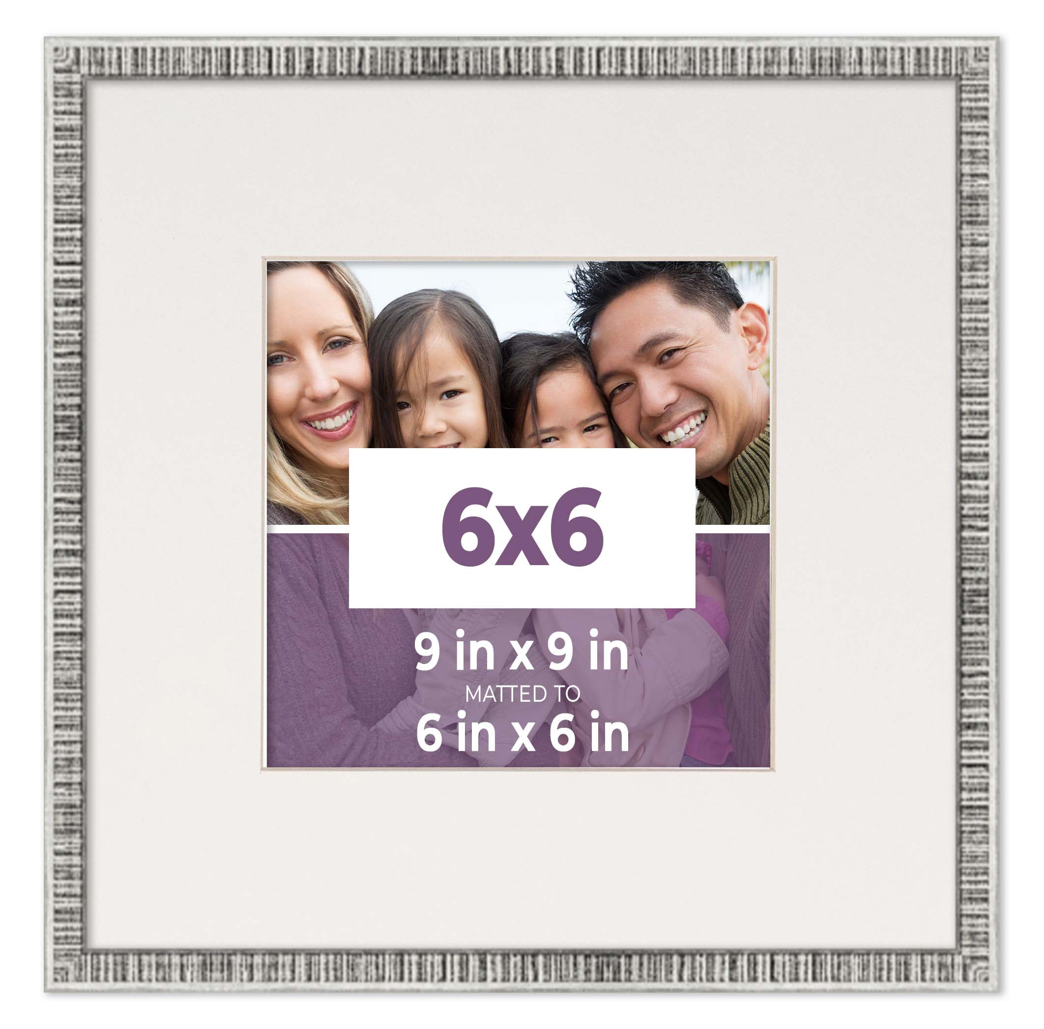6x6 Frame Silver With White Picture Mat For 6x6 Photo - Silver 9x9 ...