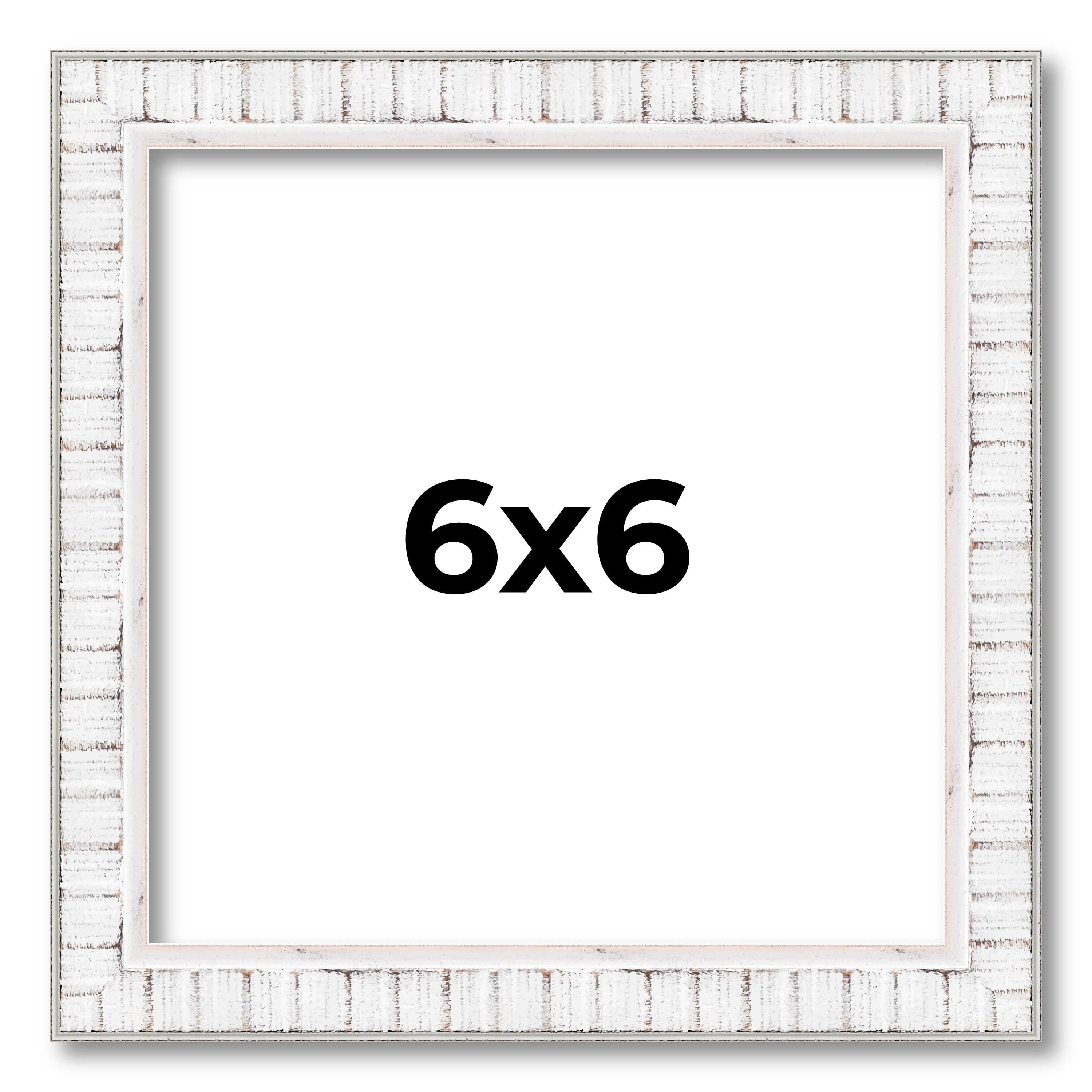 6x6 Frame White Scuffed Rustic Solid Wood Picture Frame | 0.75 Inch ...