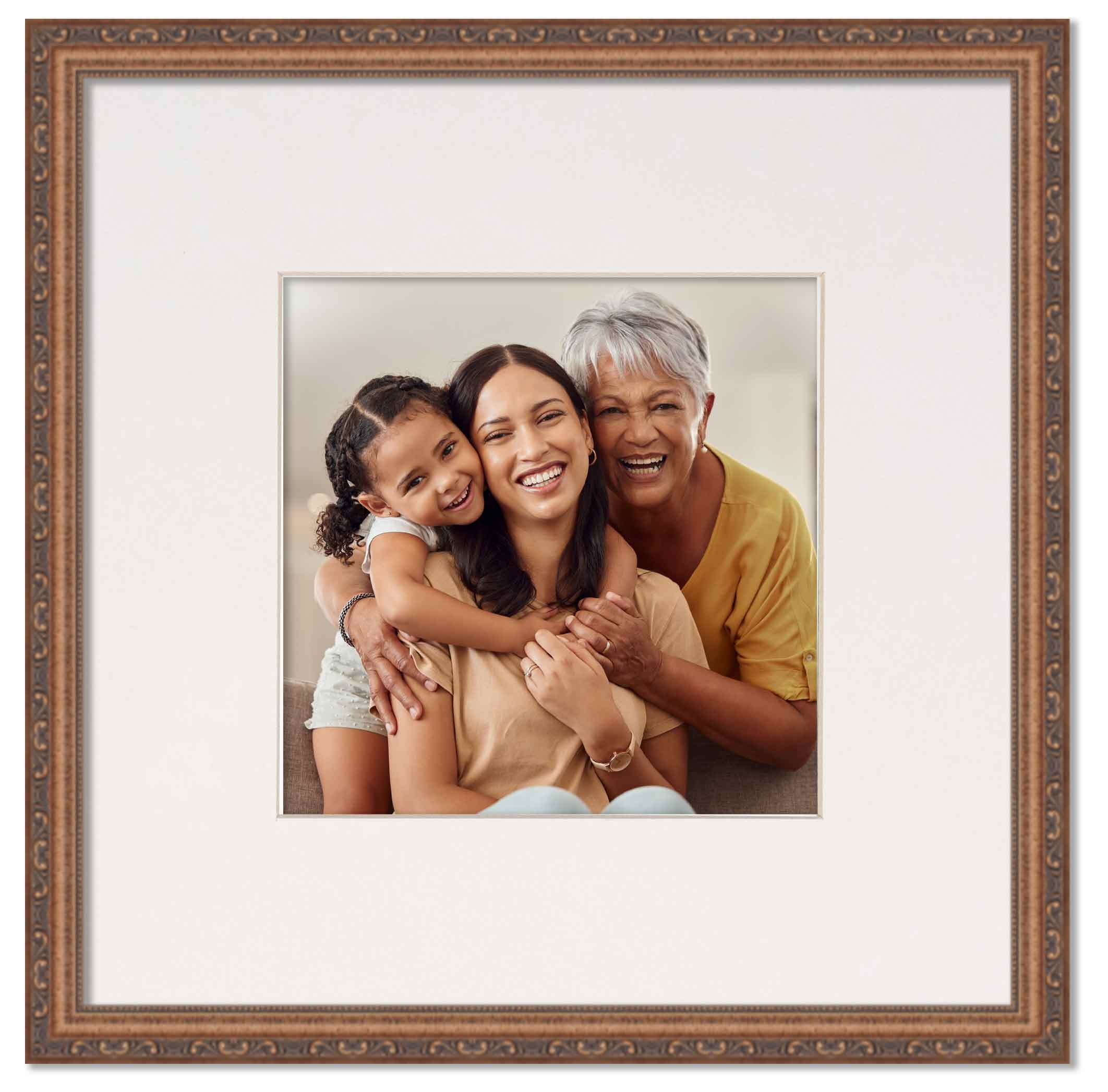 6x6 Frame with Mat - Antique Gold 9x9 Frame Wood Made to Display Print ...