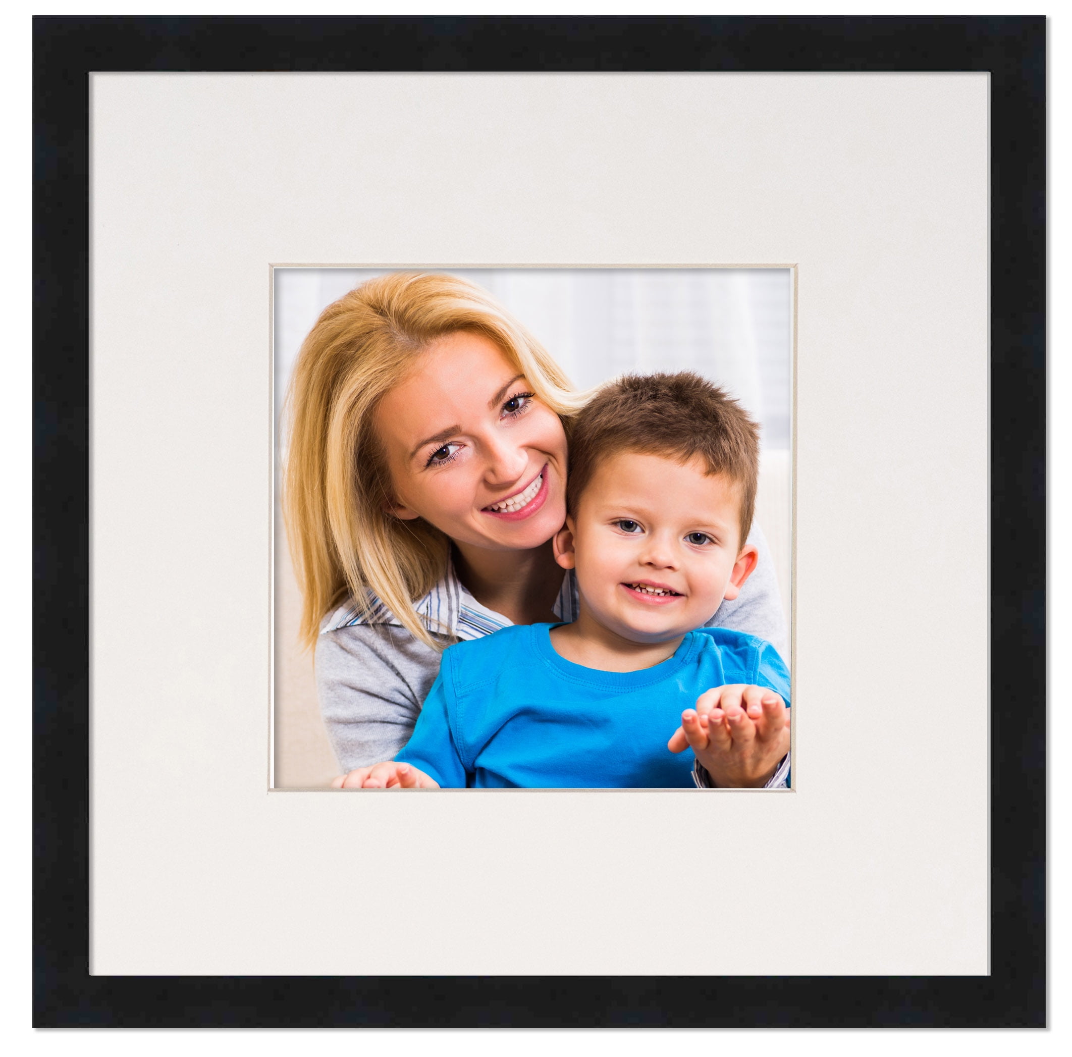 6x6 Frame with Mat - Black 9x9 Frame Wood Made to Display Print or Poster Measuring 6 x 6 Inches ...