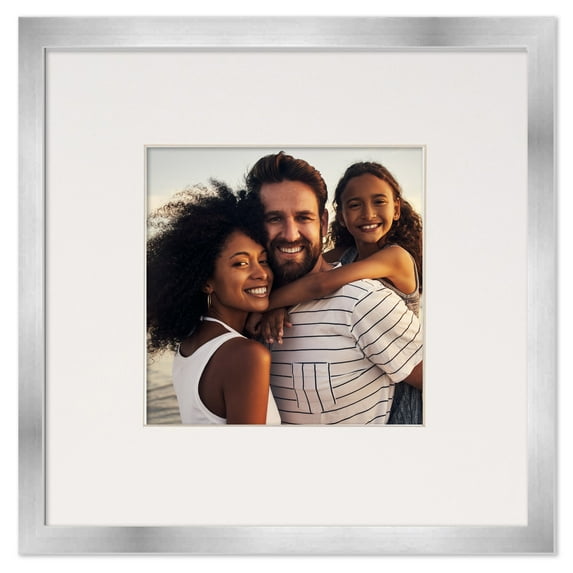 6x6 Frame with Mat - Silver 9x9 Frame Wood Made to Display Print or ...
