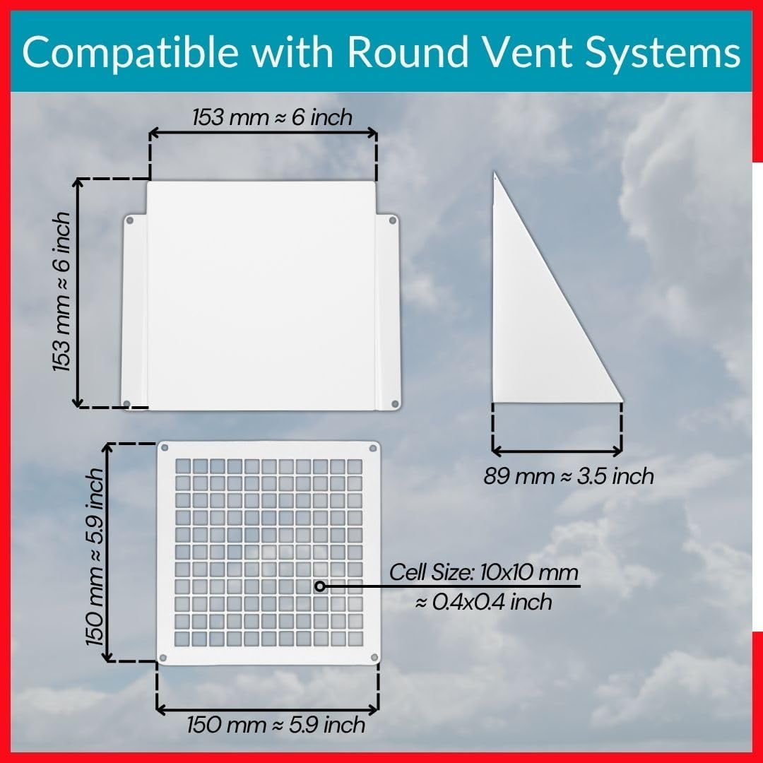 6x6 Inch Metal Dryer Vent Cover with Mesh - Weatherproof Outdoor Rain ...