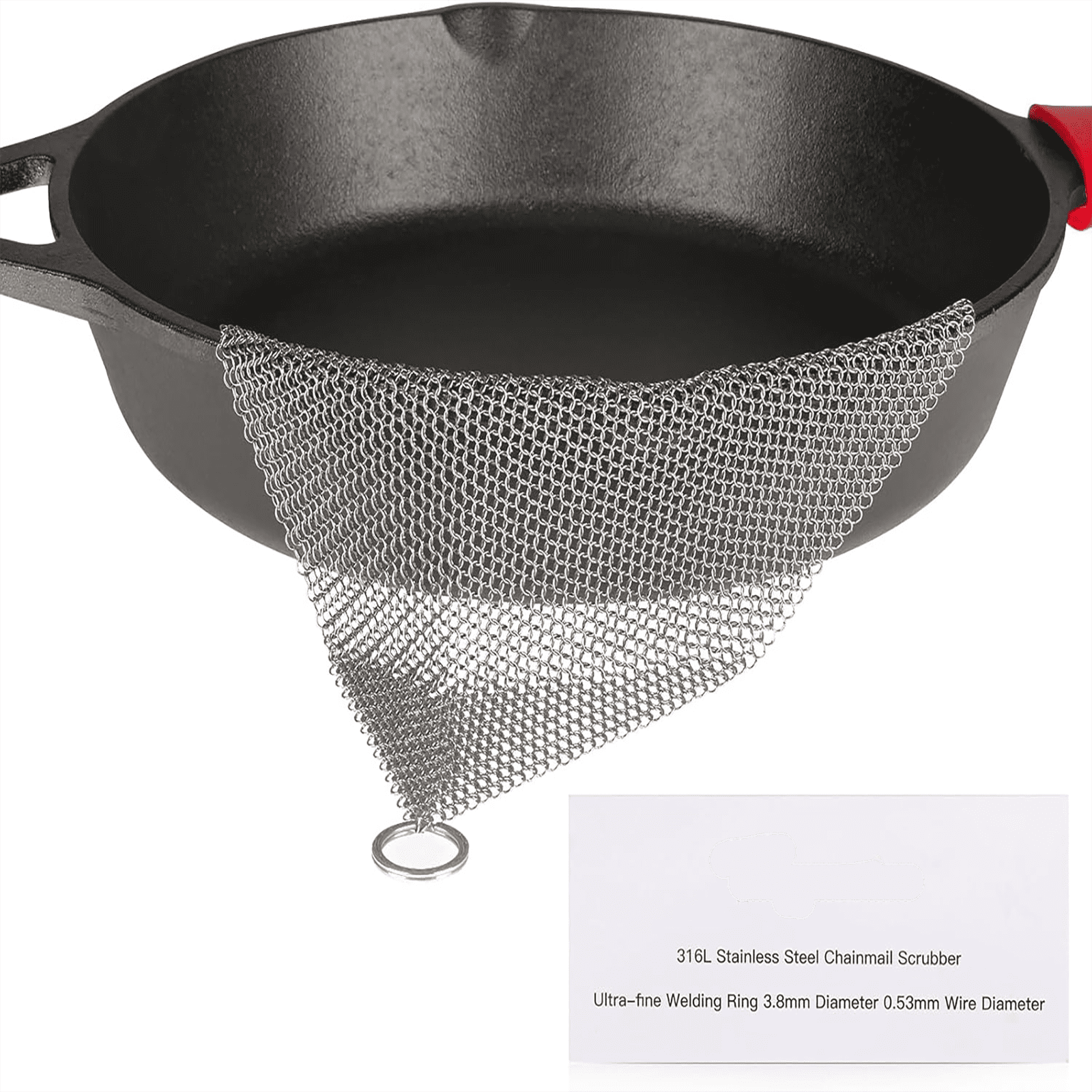 6x6 Inch Upgraded Chainmail Scrubber for Cast Iron - 316L Stainless ...