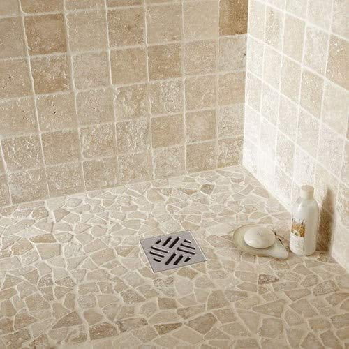 6x6 Light Travertine Tumbled Antiqued Tile Natural Stone (4 Piece Pack ...
