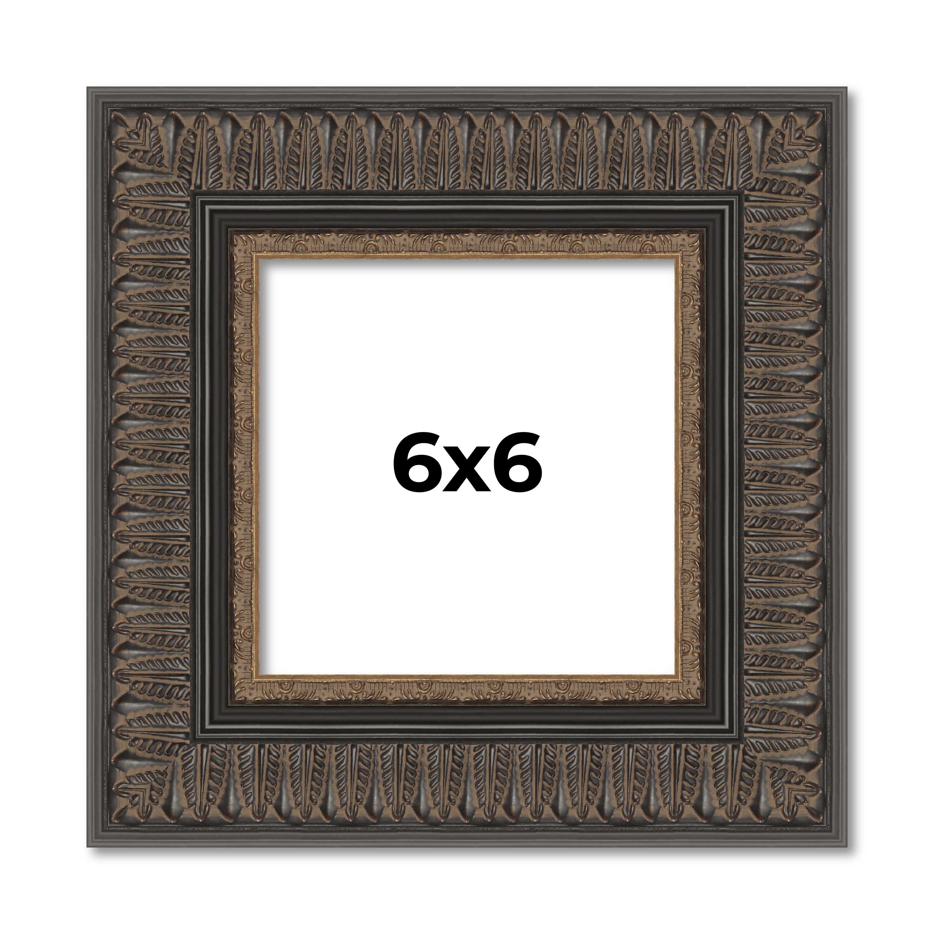 6x6 Museum Brown Picture Frame - UV Acrylic, Foam Board Backing ...