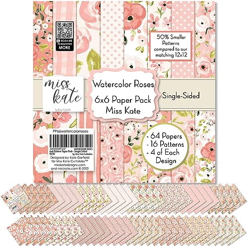 6x6 Pattern Paper Pack - Watercolor Roses - with Florals -Scrapbook ...