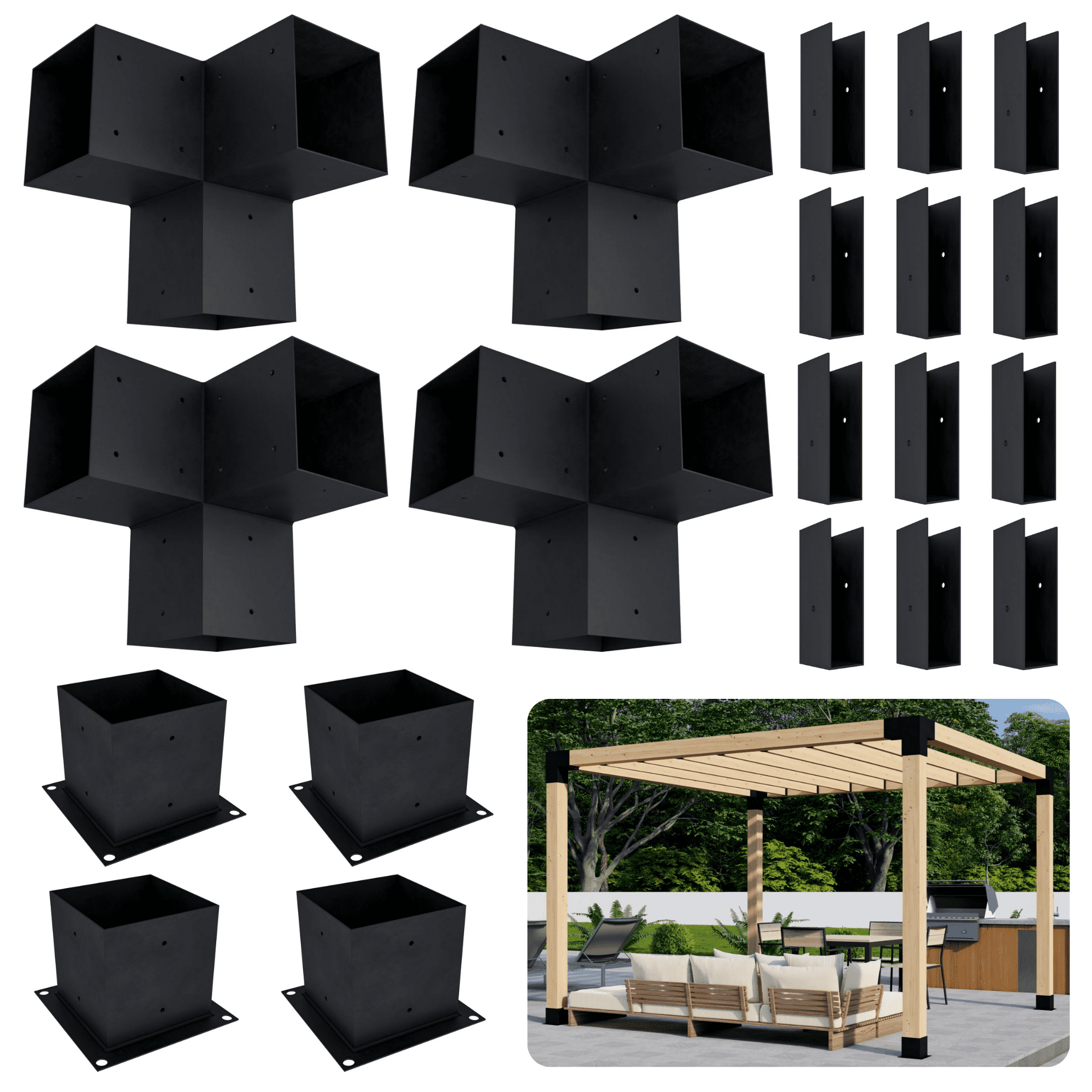 6x6 Pergola Brackets Kit for 8' x 10' DIY 4-Post Pergola for Small ...