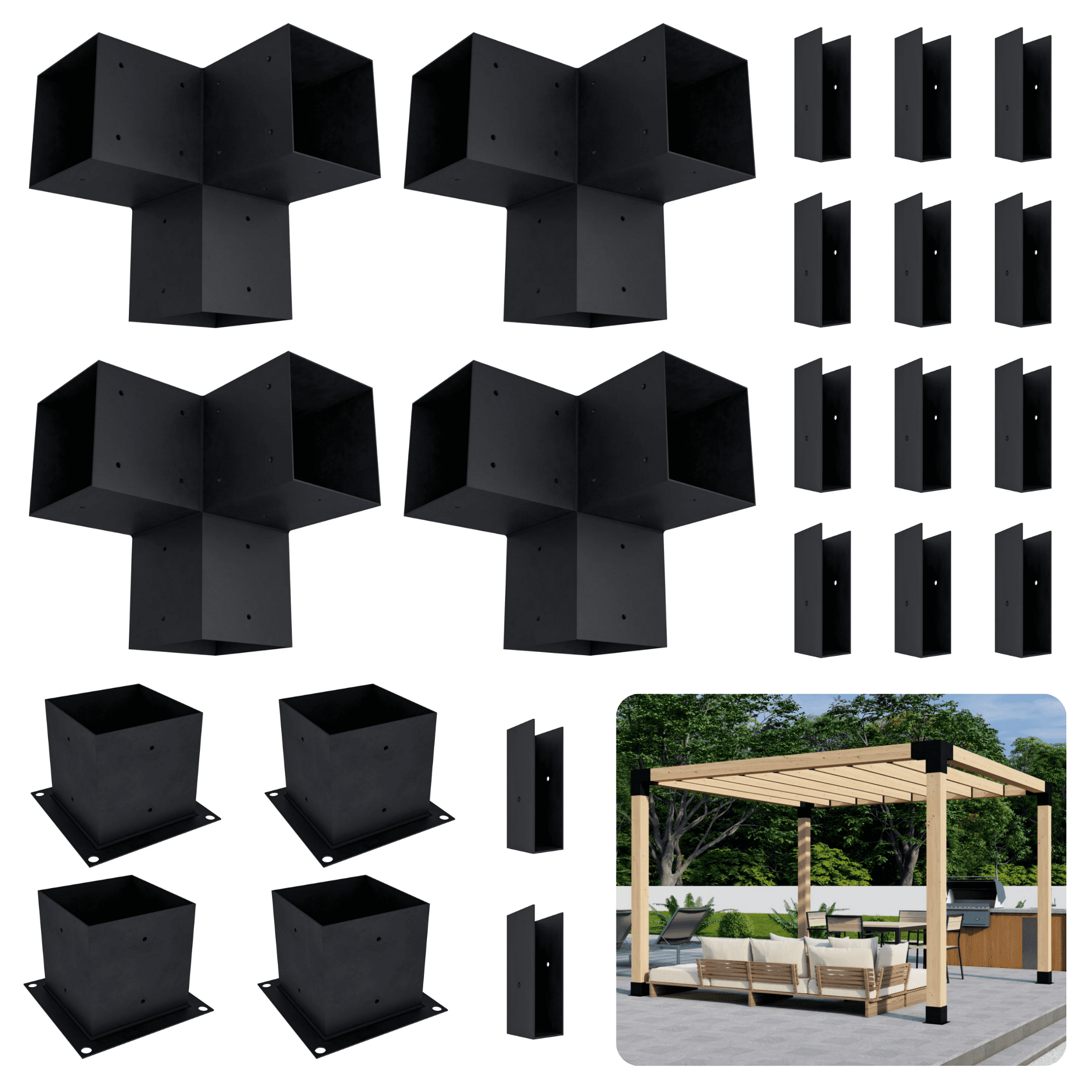 6x6 Pergola Brackets Kit for 8' x 12' DIY 4-Post Pergola for Small ...