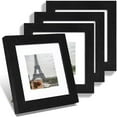 6x6 Picture Frame Set of 4, Made of Glass and Rustic Black Wooden Frame ...
