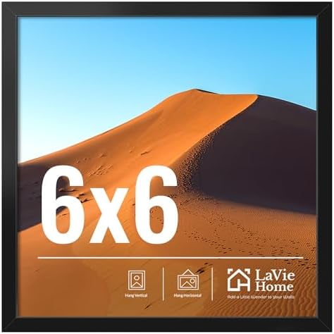 6x6 Picture Frame for Wall Display, 6x6 Black Picture Frame with HD ...