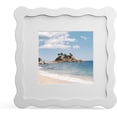 6x6 Picture Frame with Mat for 4x4, Wavy Edge Wooden Real Glass Photo ...