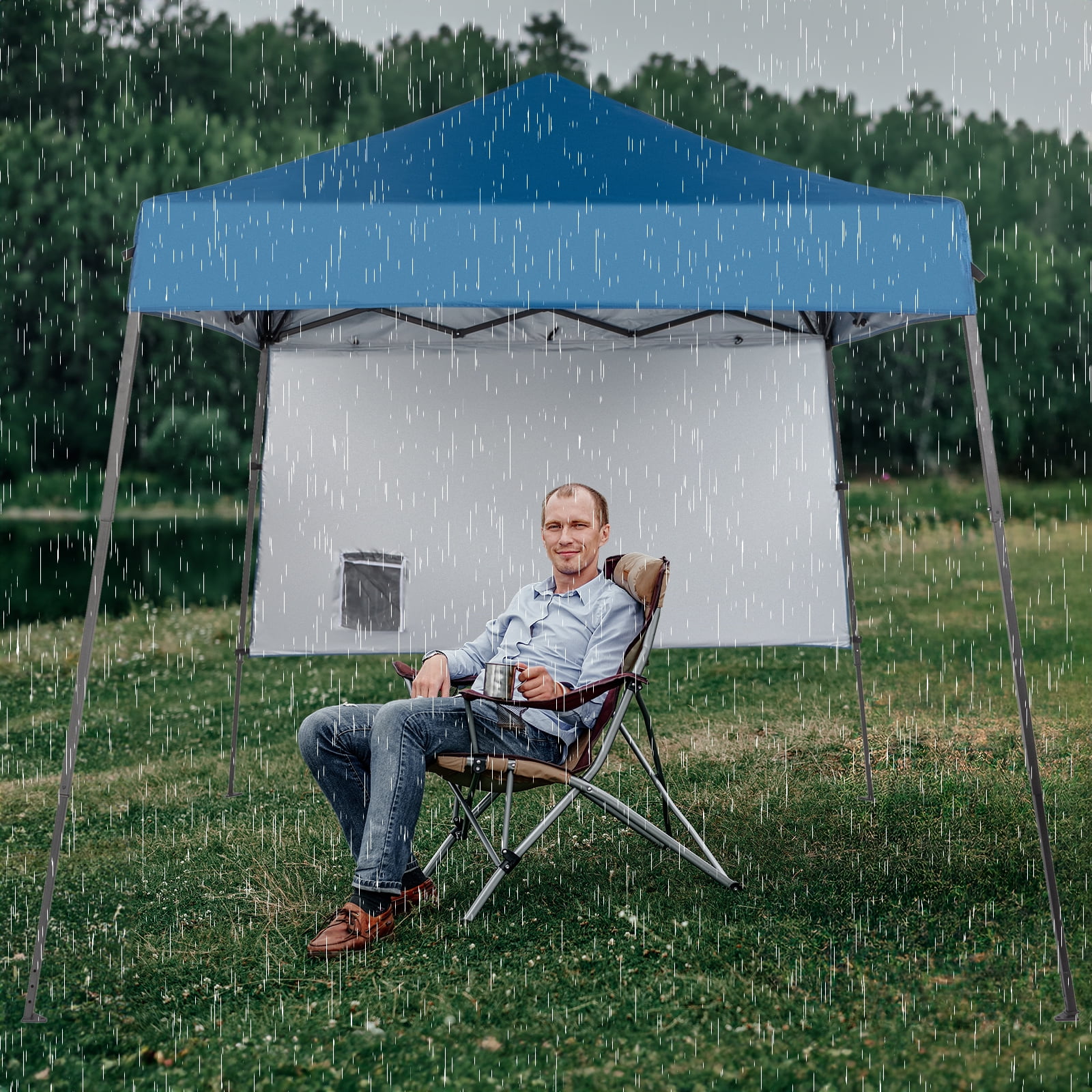 6x6 Pop-up Canopy Tent with Carry Bag Easy One Person Setup Slant Leg ...