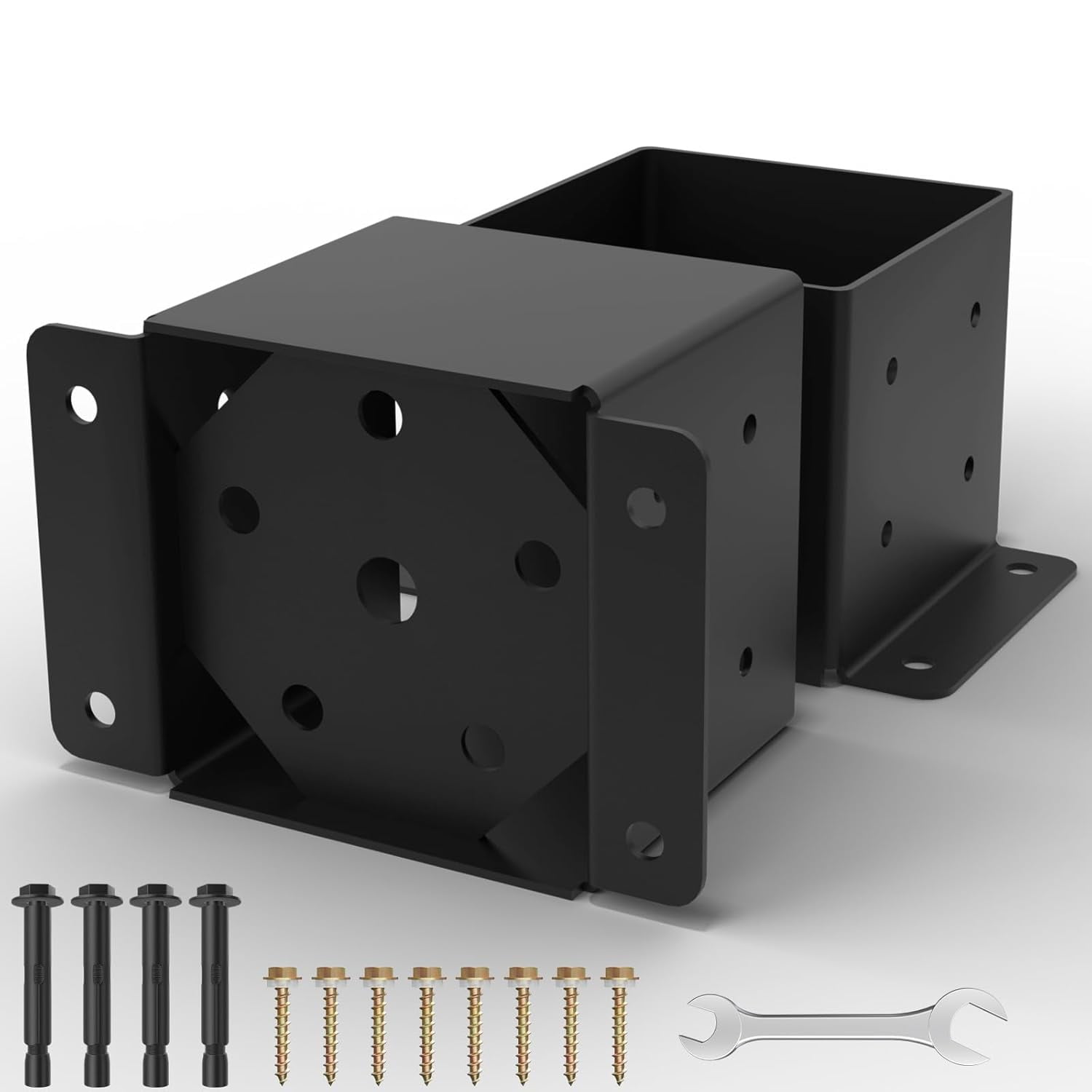 6x6 Post Base-13 Gauge Thick Solid Steel,Inner Size 5.6x5.6 Inch Wood ...