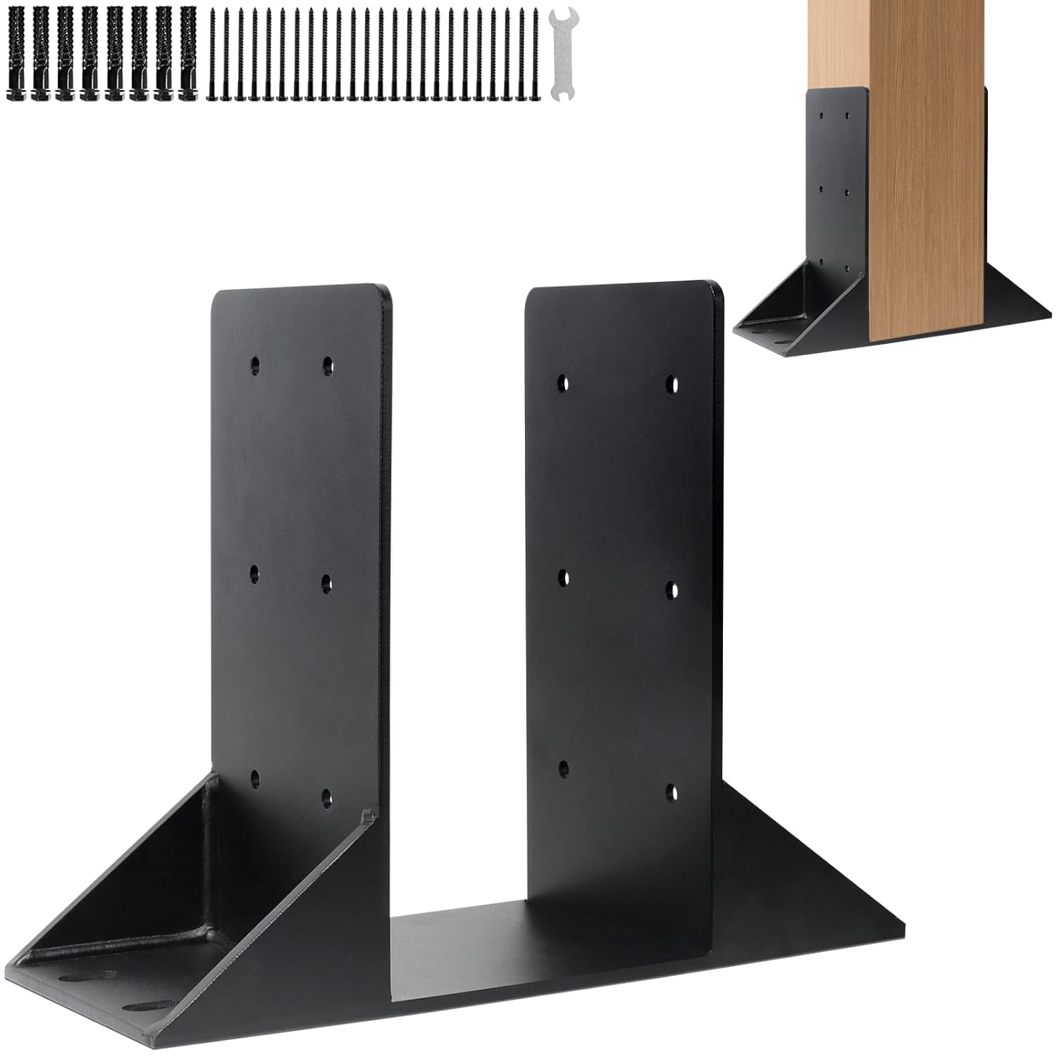 6x6 Post Base 2 Pcs, Inner Size 5.6"x5.6" Wood Post Bracket, Heavy Duty ...