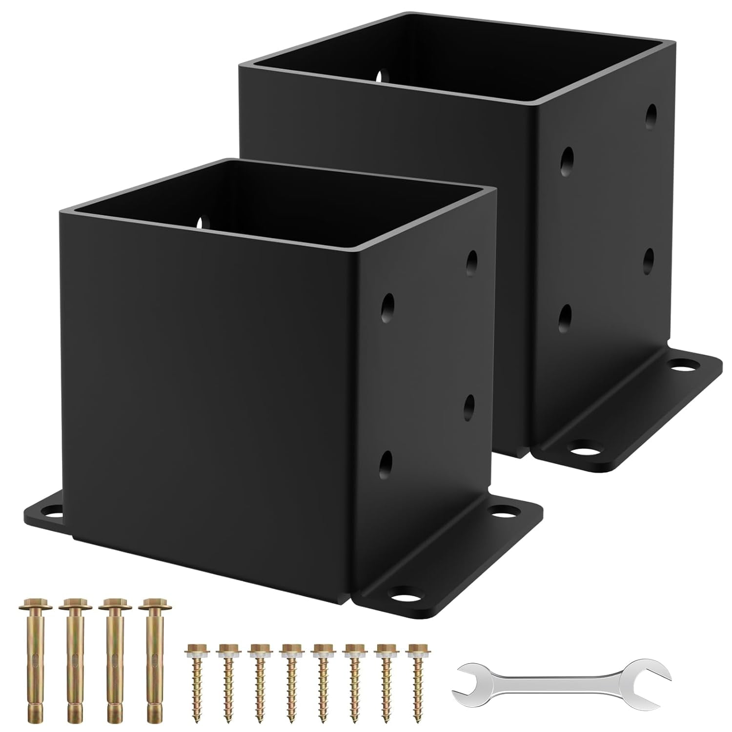 6x6 Post Base 2 Pcs- Inner Size 5.6x5.6 Inch Wood Fence Post Anchor ...