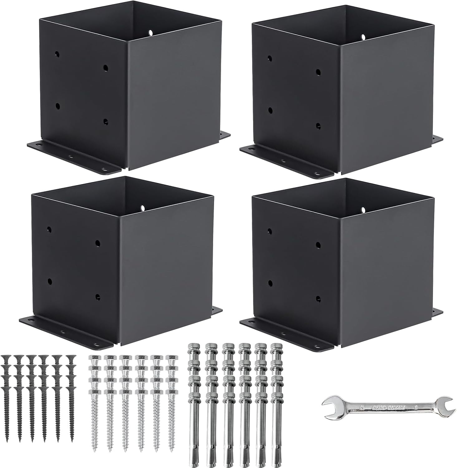 6x6 Post Base 4 Pcs, (Inner Size 5.6x5.6) Post Brackets Kit, Heavy Duty ...