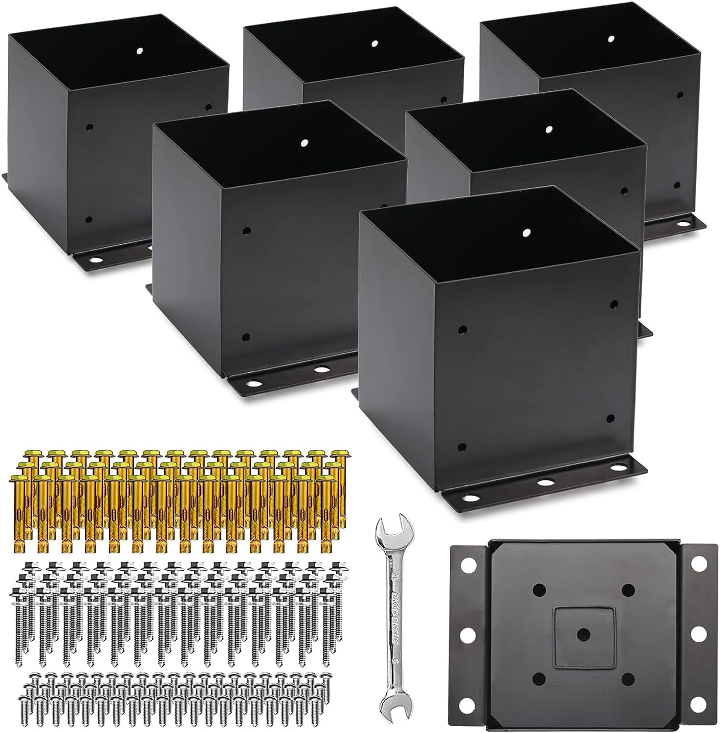 6x6 Post Base 6 PCS Post Brackets Inner Size 5.7"x5.7" Heavy Thick ...