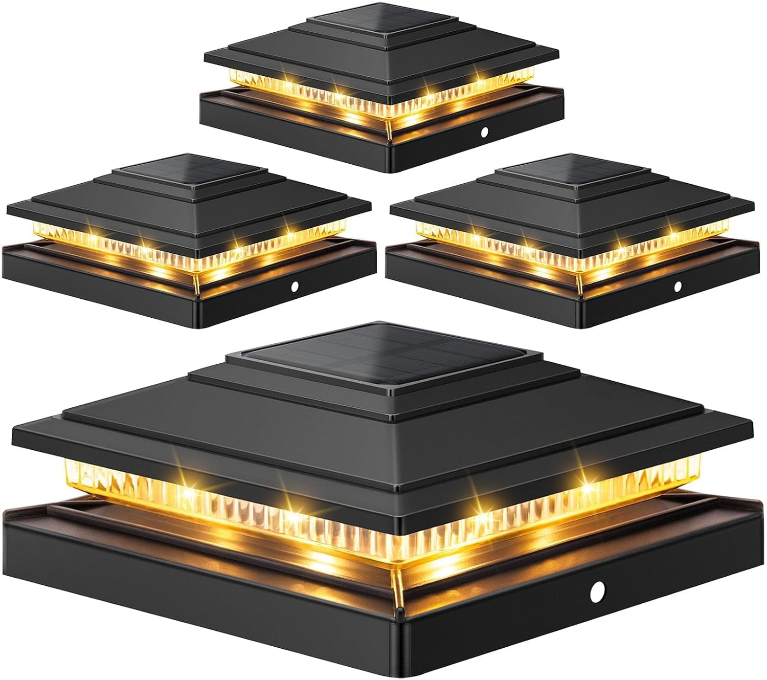 6x6 Post Cap Solar Light 4 Pack - 4x4 Solar Post Cap Lights IP64 ...