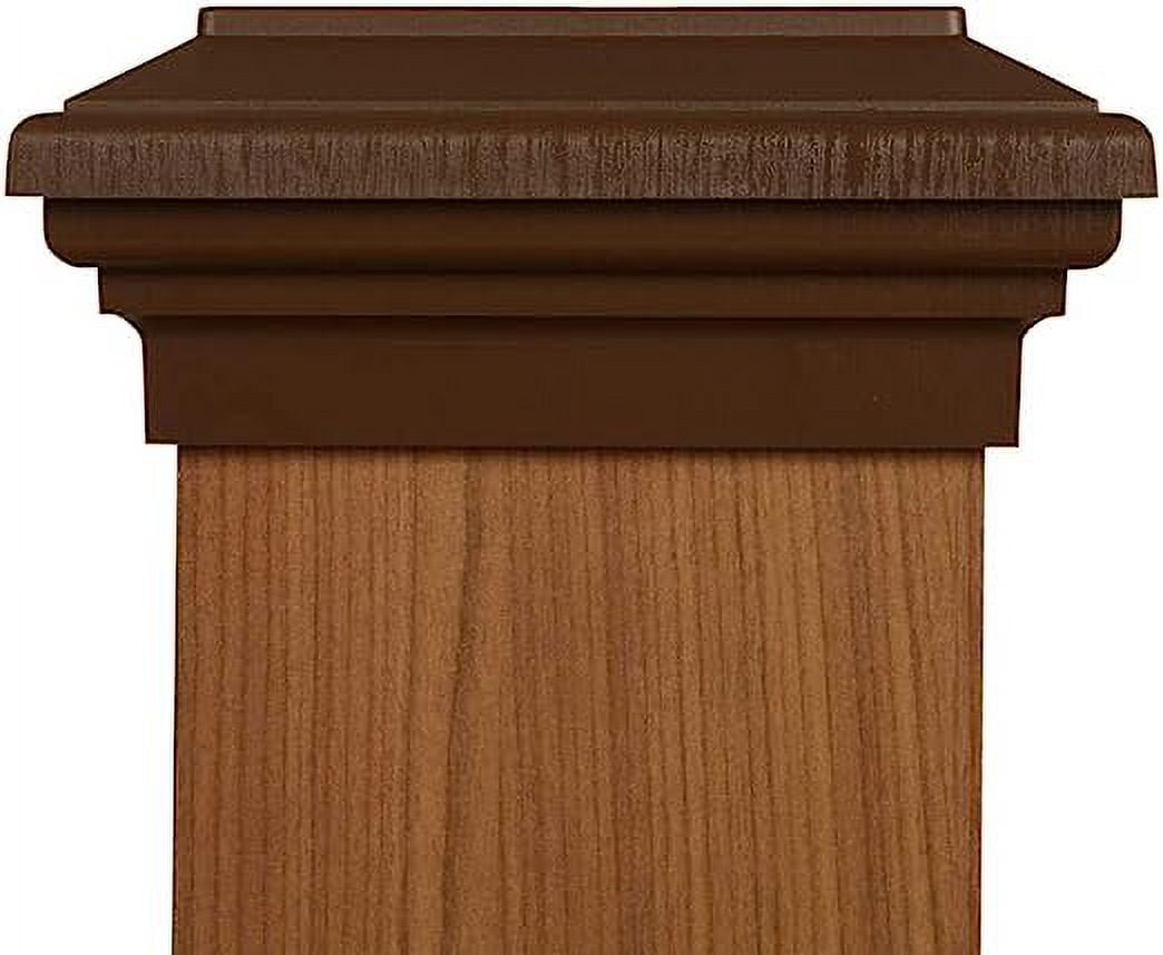 6x6 Post Caps (5.5")(Case of 14) Brown Flat Top Newell Style Square Top ...