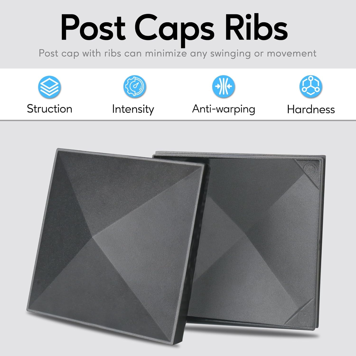 6x6 Post Caps (Fits True 5.5" x 5.5" Wood Posts) - Matte Black Aluminum ...