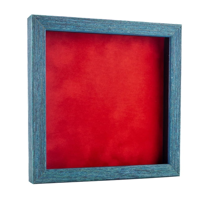 6x6 Shadow Box Frame Blue Wood | With a 1" Usable Display Depth ...