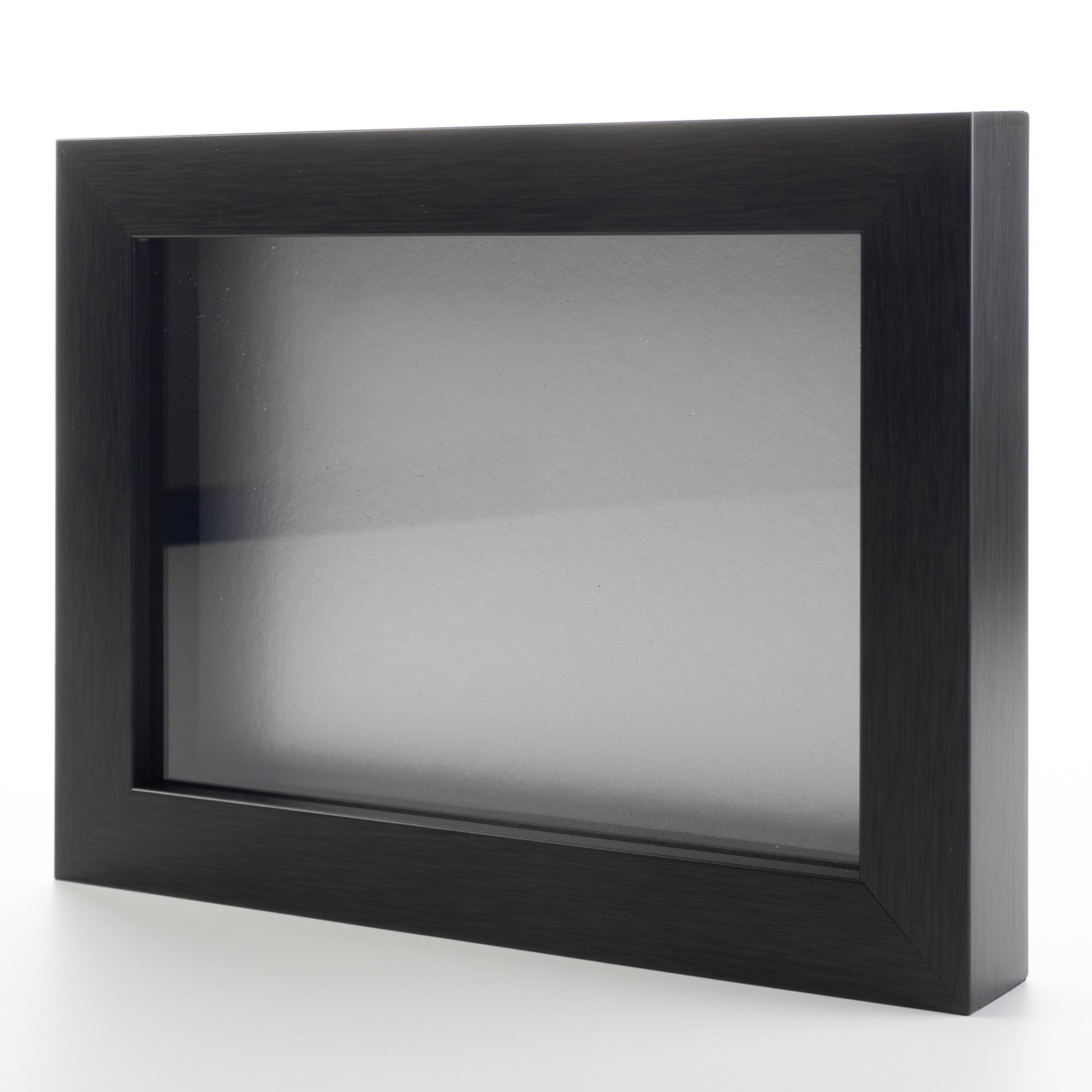 6x6 Shadow Box Frame Gray Stained Real Wood with a Silver Acid-Free ...