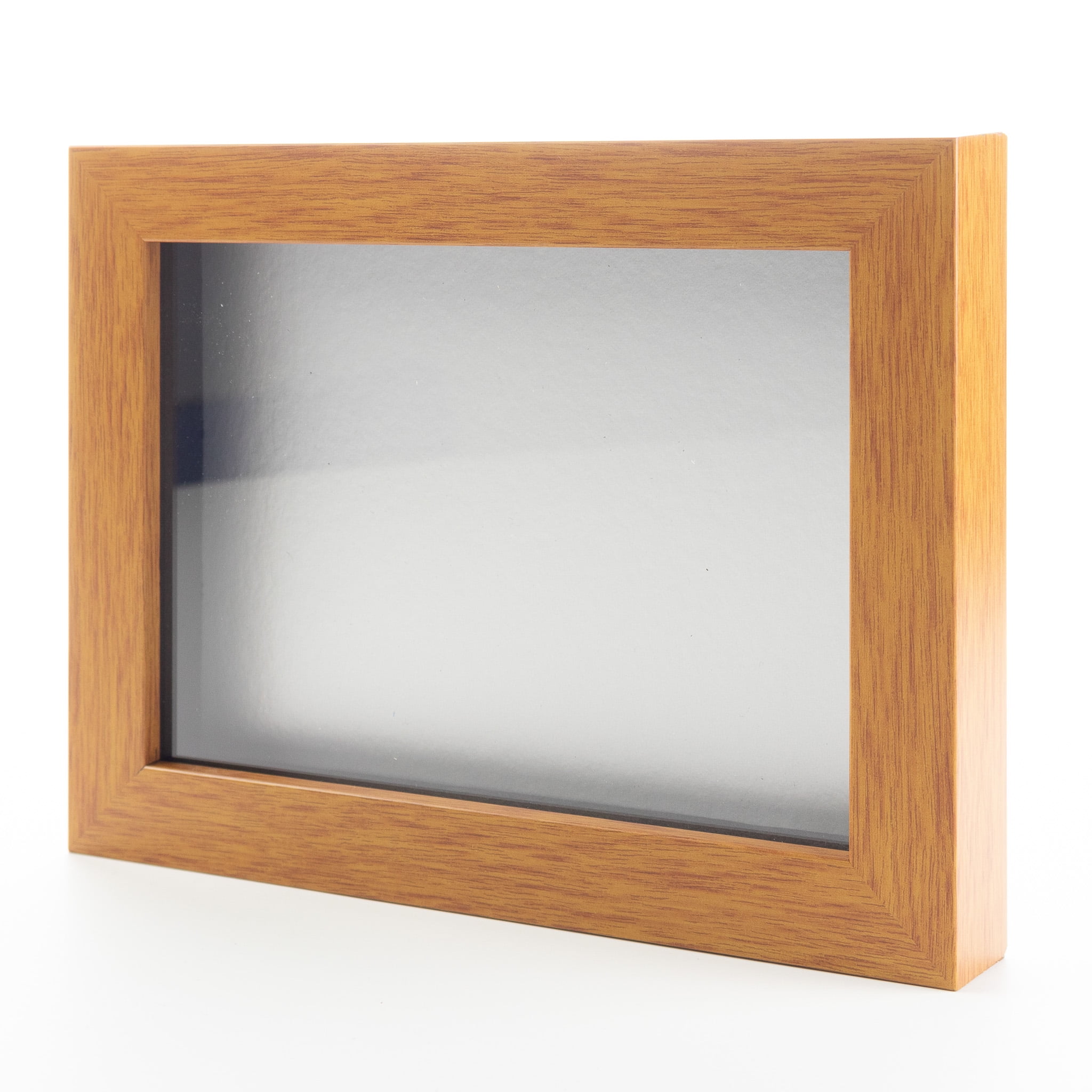 6x6 Shadow Box Frame Light Brown Real Wood with a Silver Acid-Free ...