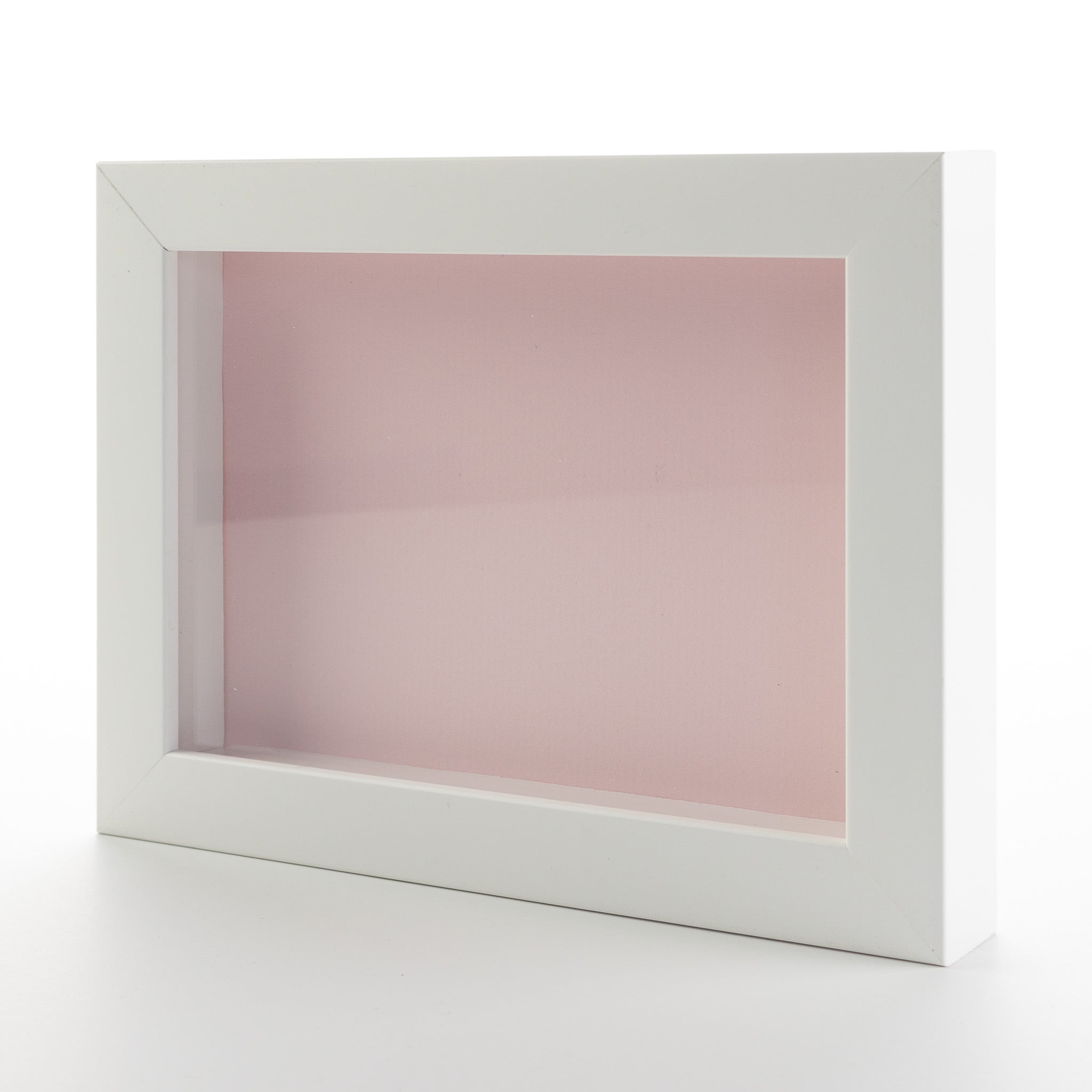 6x6 Shadow Box Frame Painted White Real Wood with a Pink Acid-Free ...