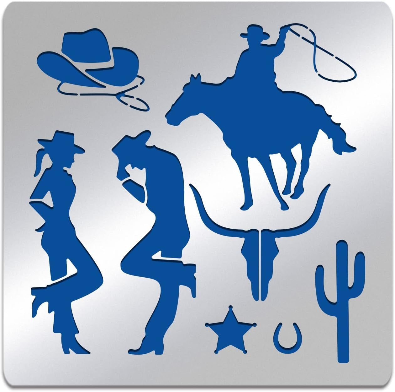 6x6 Western Cowboy Pattern Stainless Steel Stencils Reusable Creative ...