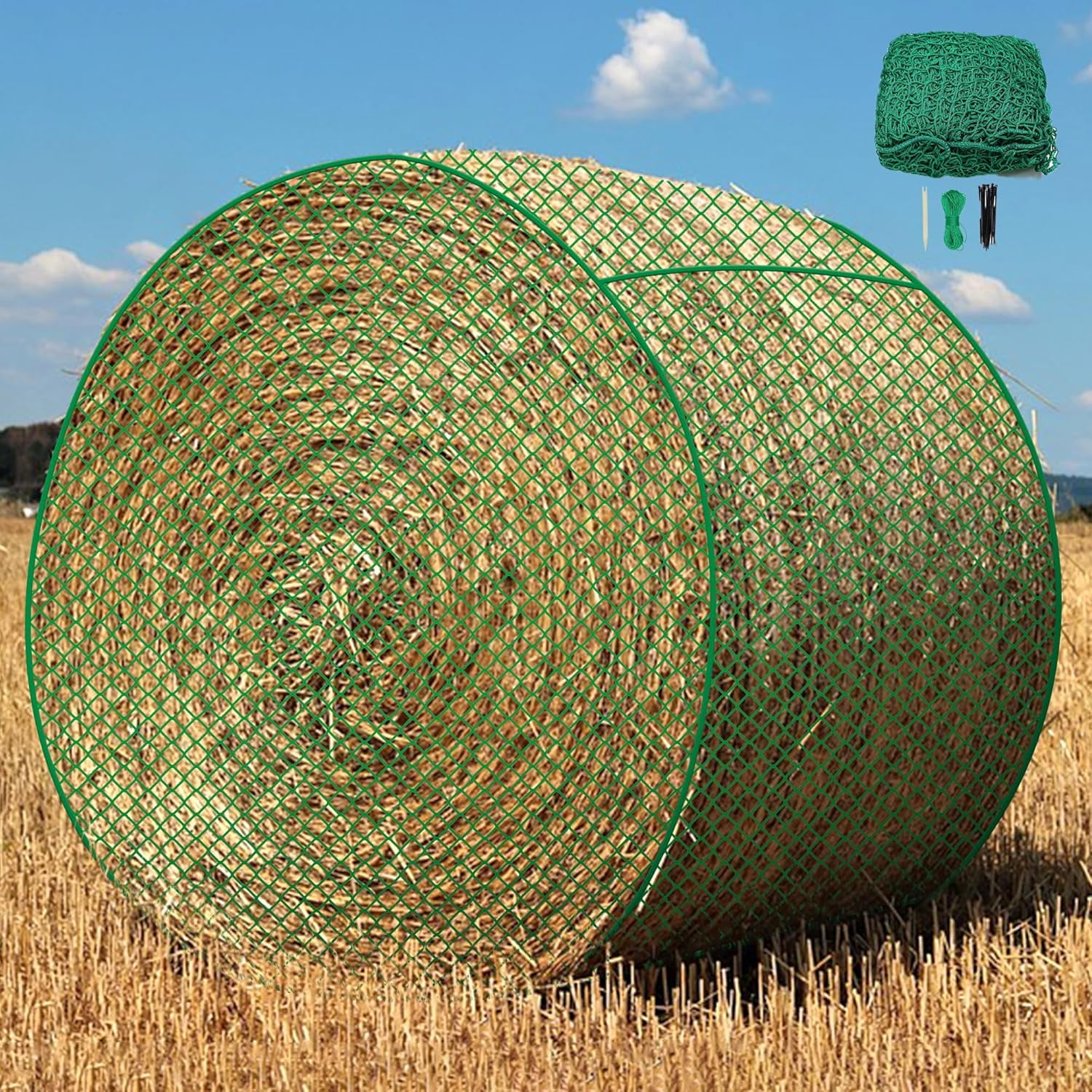 6x6 ft Round Bale Hay Net- Large Slow Feed Hay Net for Horses Goat ...