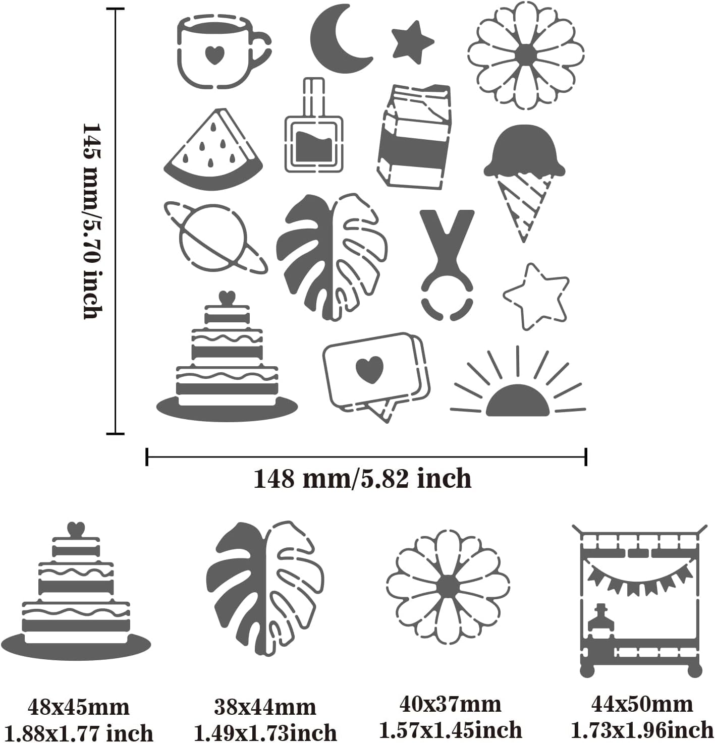 6x6 inch Daily Life Elements Drawing Stainless Steel Stencils Hand ...