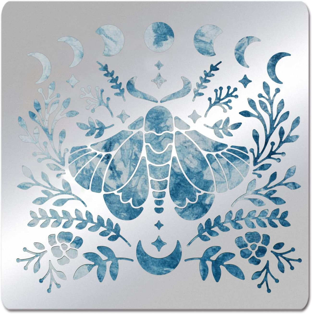 6x6 inch Metal Moon Phase Moth Stencil Reusable Plant Moth Horse Metal ...