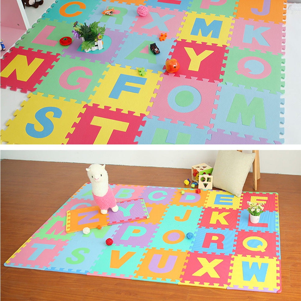 6x6 inch Numbers Alphabet Foam EVA Puzzle 36pc Playroom Rug Living Room ...