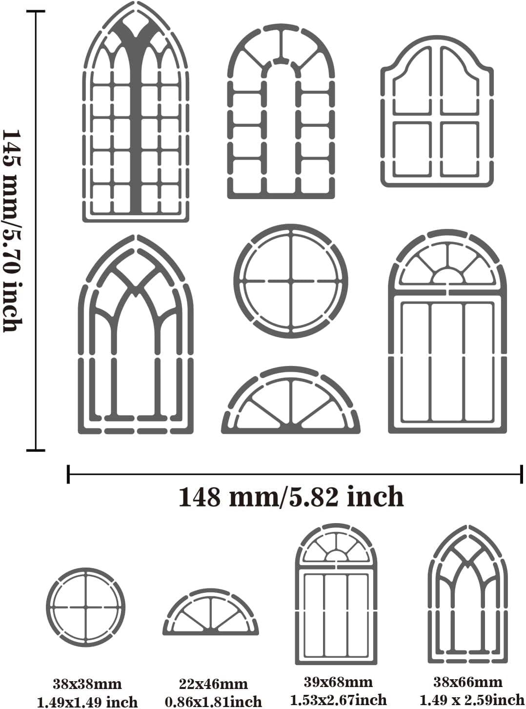 6x6 inch Window Pattern Stainless Steel Stencils Home Elements Drawing ...