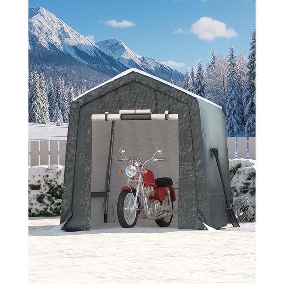 6x6FT Outdoor Storage Shed - Heavy-Duty Waterproof Shelter with Roll-Up ...