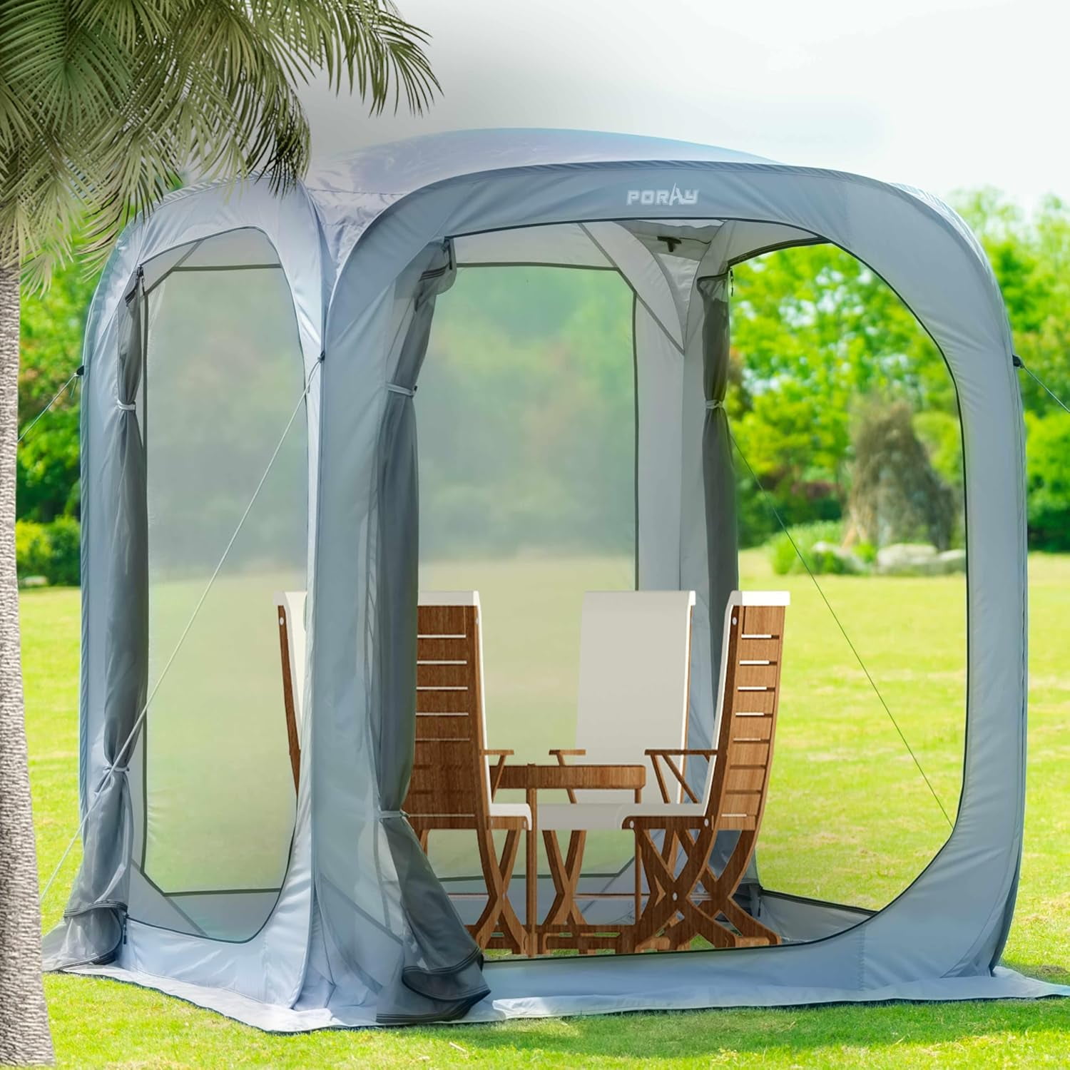 6x6FT Screen House Tent Pop-Up Sun Shelter with Durable Mesh Doors ...