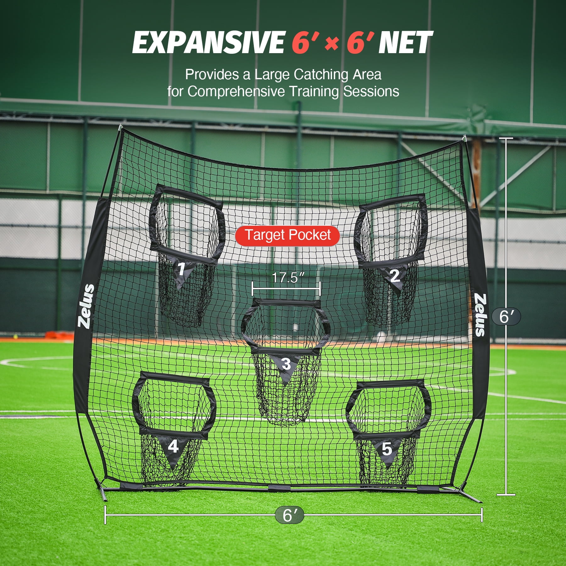 6x6ft Football Throwing Net with 5 Targets - Quarterback Training Gear ...