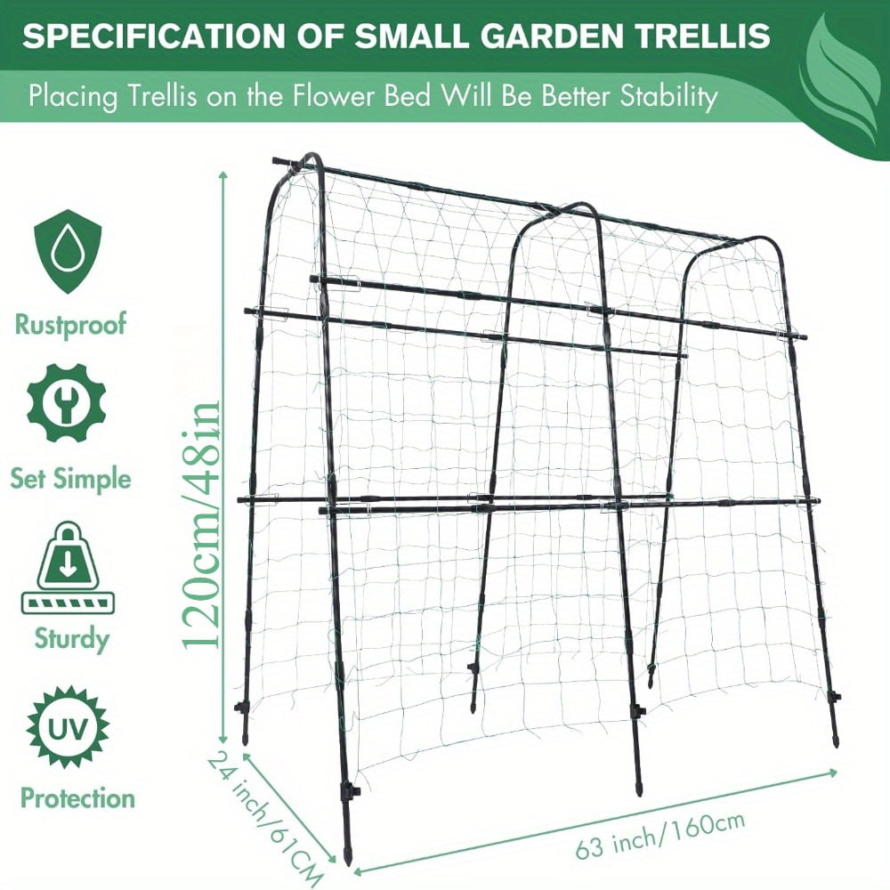 6x6ft Metal Garden Arch Trellis - with Netting for Climbing - Support ...