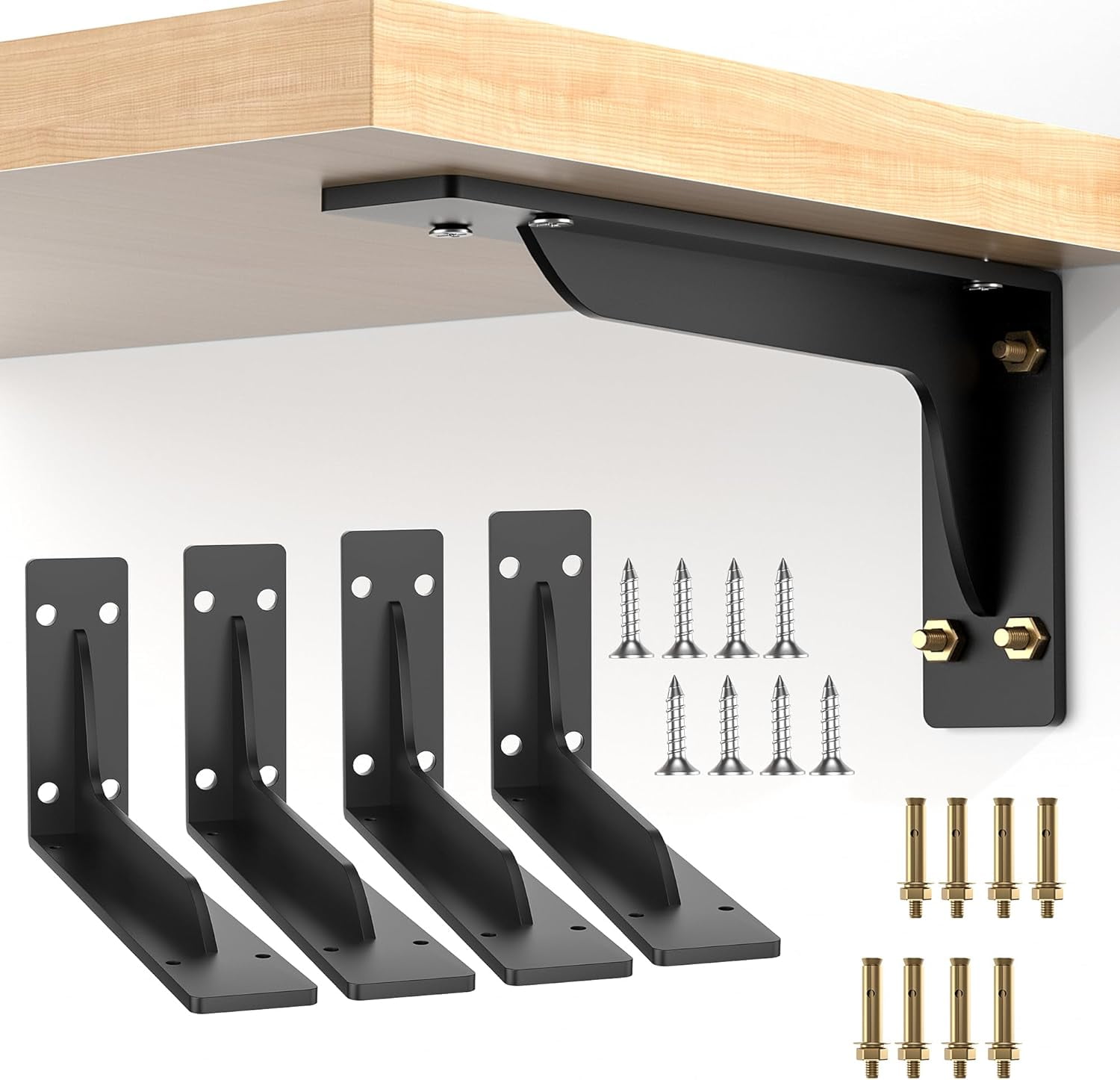 6x6inch Shelf Brackets, 4PCS 1/5inch Thickness Heavy Duty Wall Mount ...