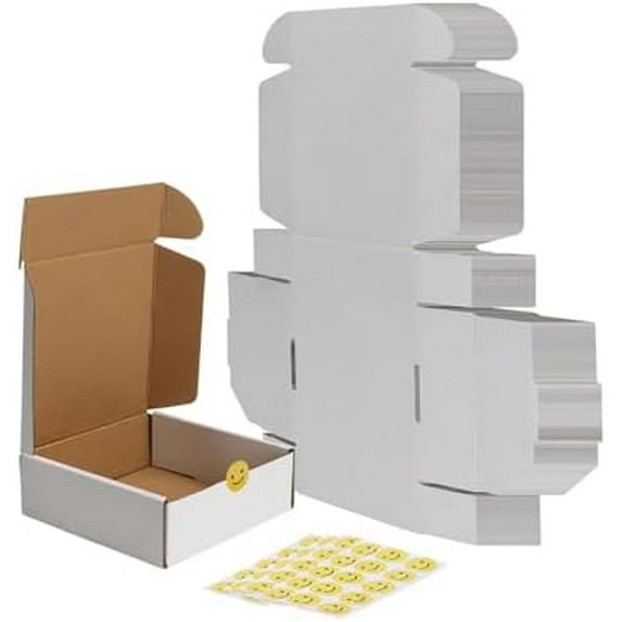 6x6x2 Shipping Boxes Set of 50, White Small Corrugated Cardboard Box ...
