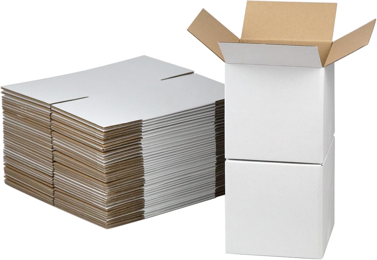 6x6x6 Inches Shipping Boxes Set of 40, White Corrugated Cardboard Box ...