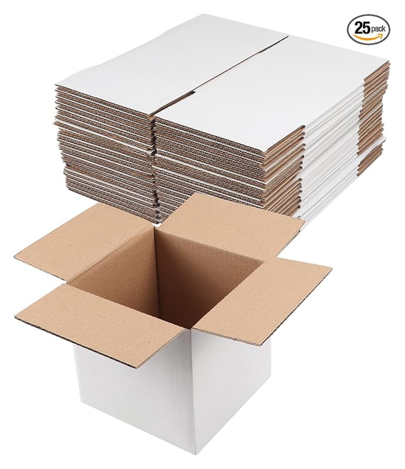 6x6x6 Shipping Boxes Set of 25, White Corrugated Cardboard Box for ...