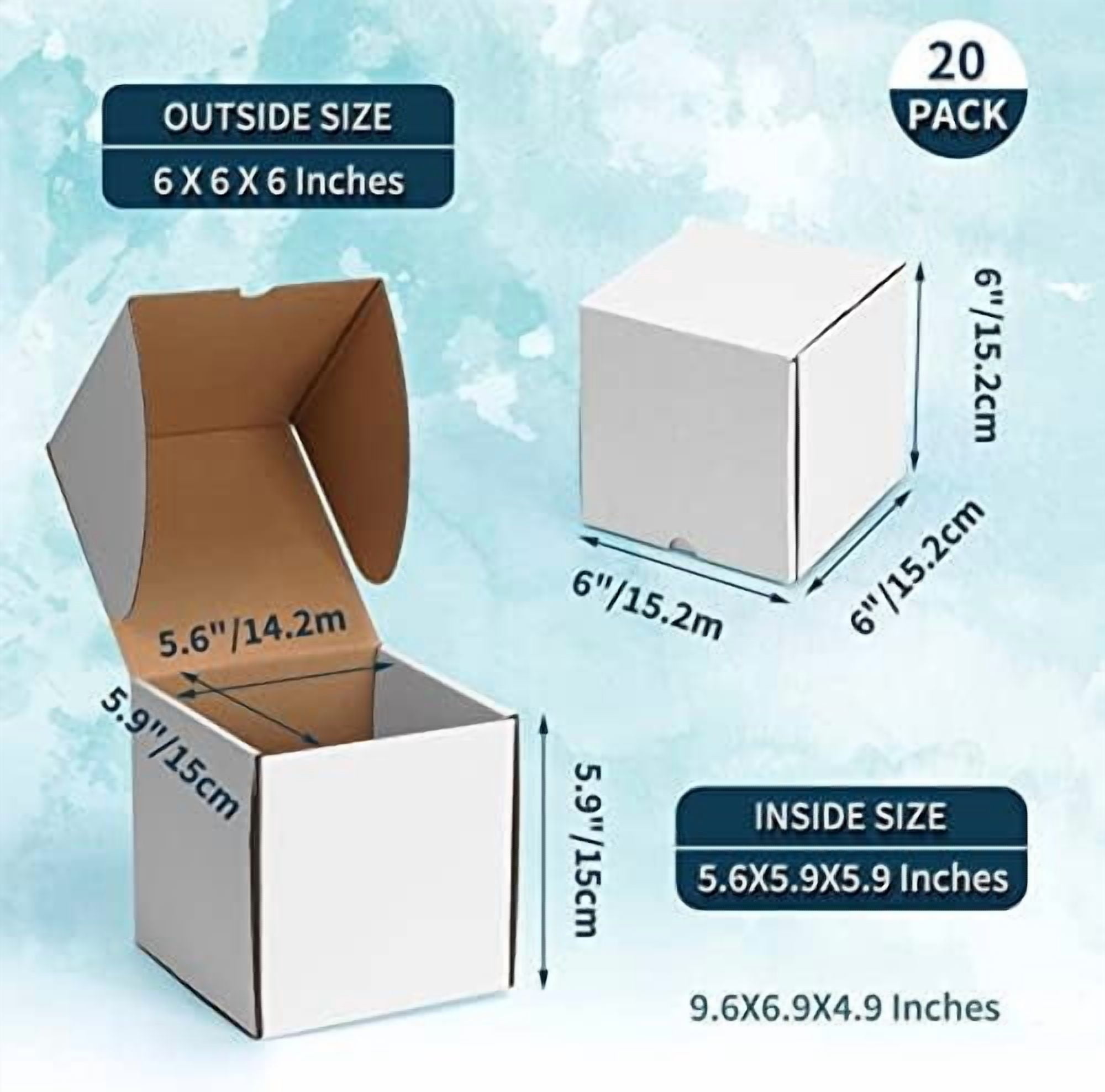 6x6x6 White Shipping Boxes 20 Pack for Small Business, Small Corrugated ...