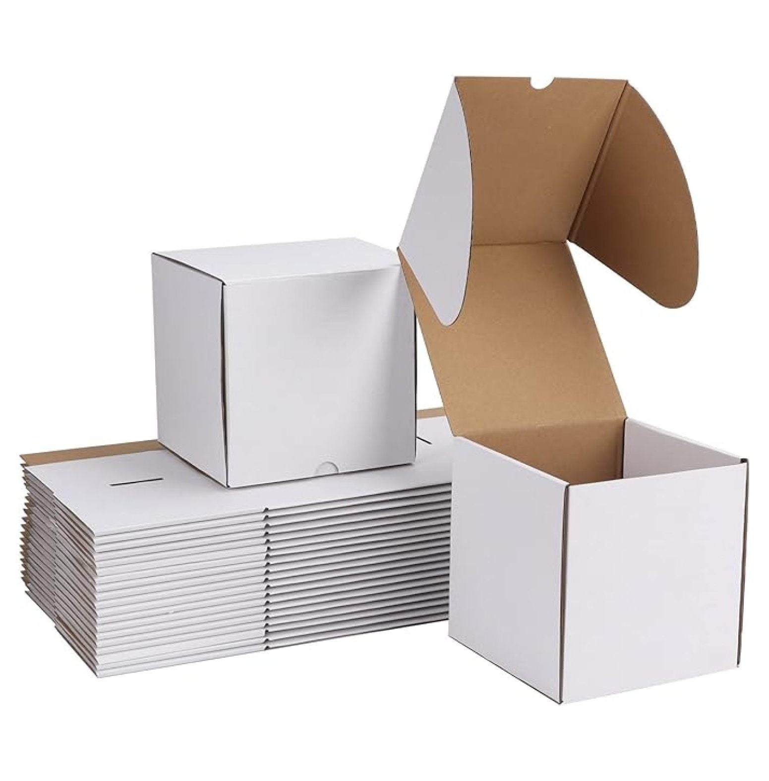 6x6x6 White Shipping Boxes Set of 20, Corrugated Cardboard Mailer Boxes ...