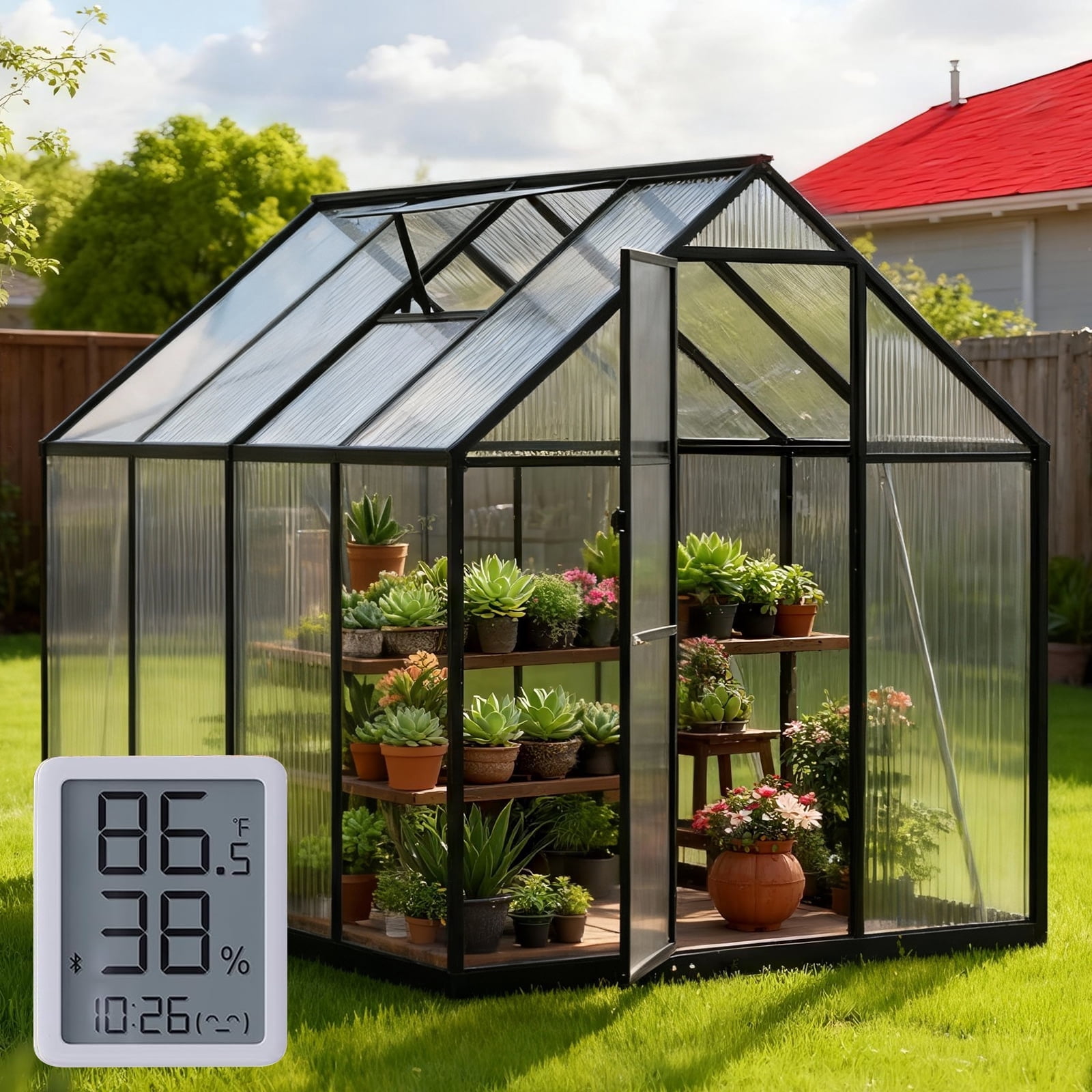 6x7.5FT Walk-in Greenhouse | Reinforced Aluminum Frame | UV-Resistant ...